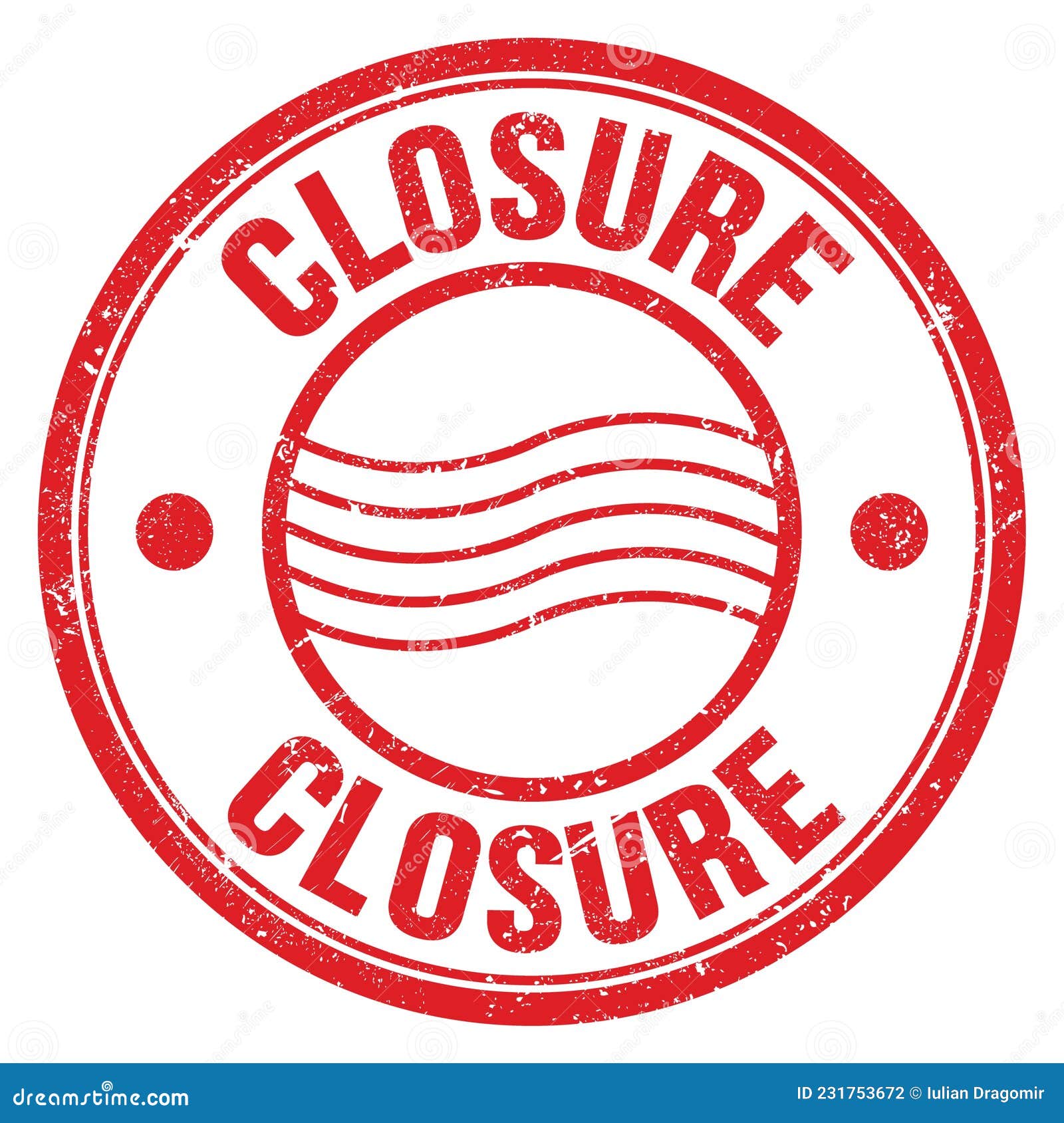 CLOSURE Text Written on Red Round Postal Stamp Sign Stock Illustration ...