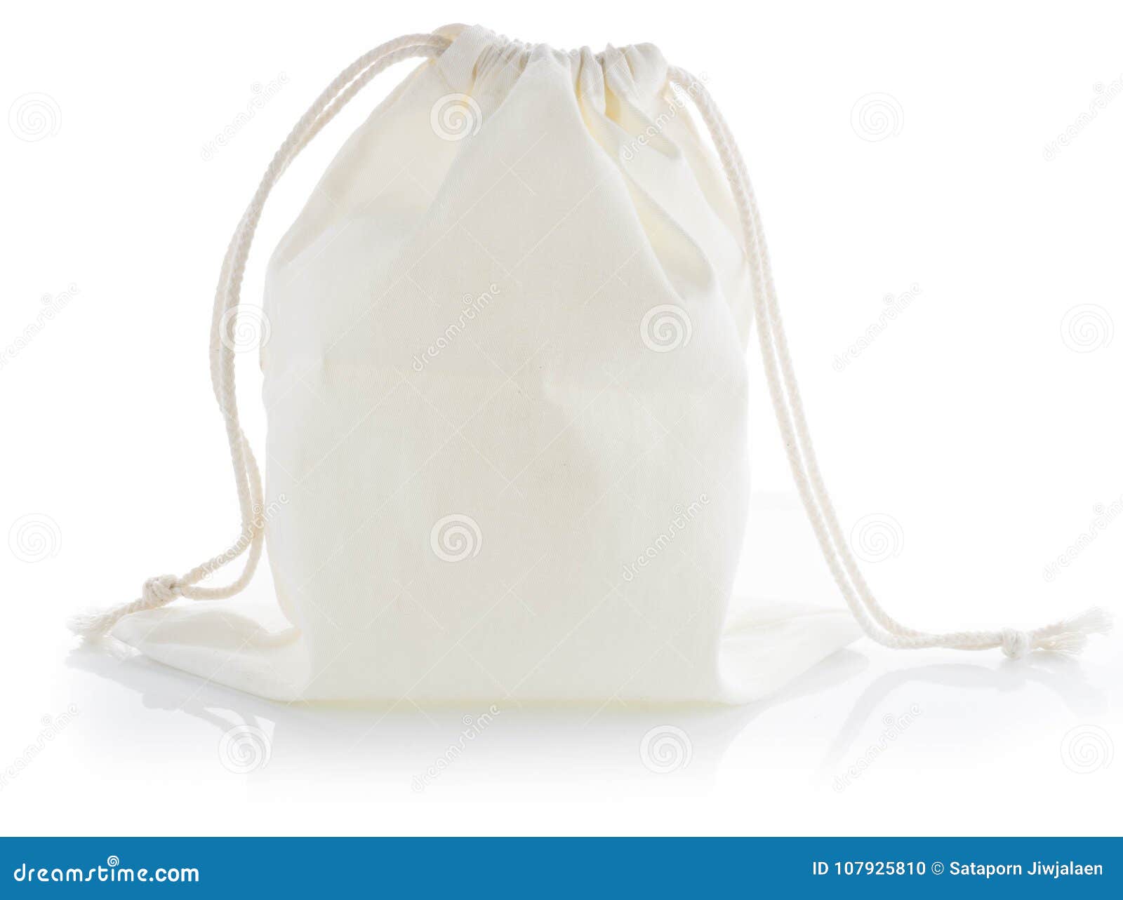 Cloth Bag Isolated on White Stock Photo - Image of reusable, drawstring ...