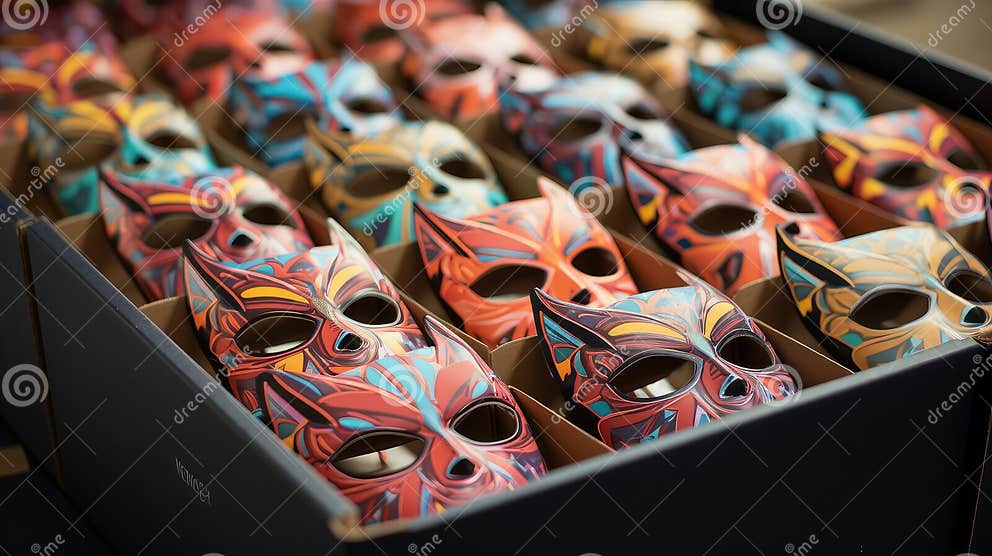 Cloth boxes of masks stock illustration. Illustration of reusable ...