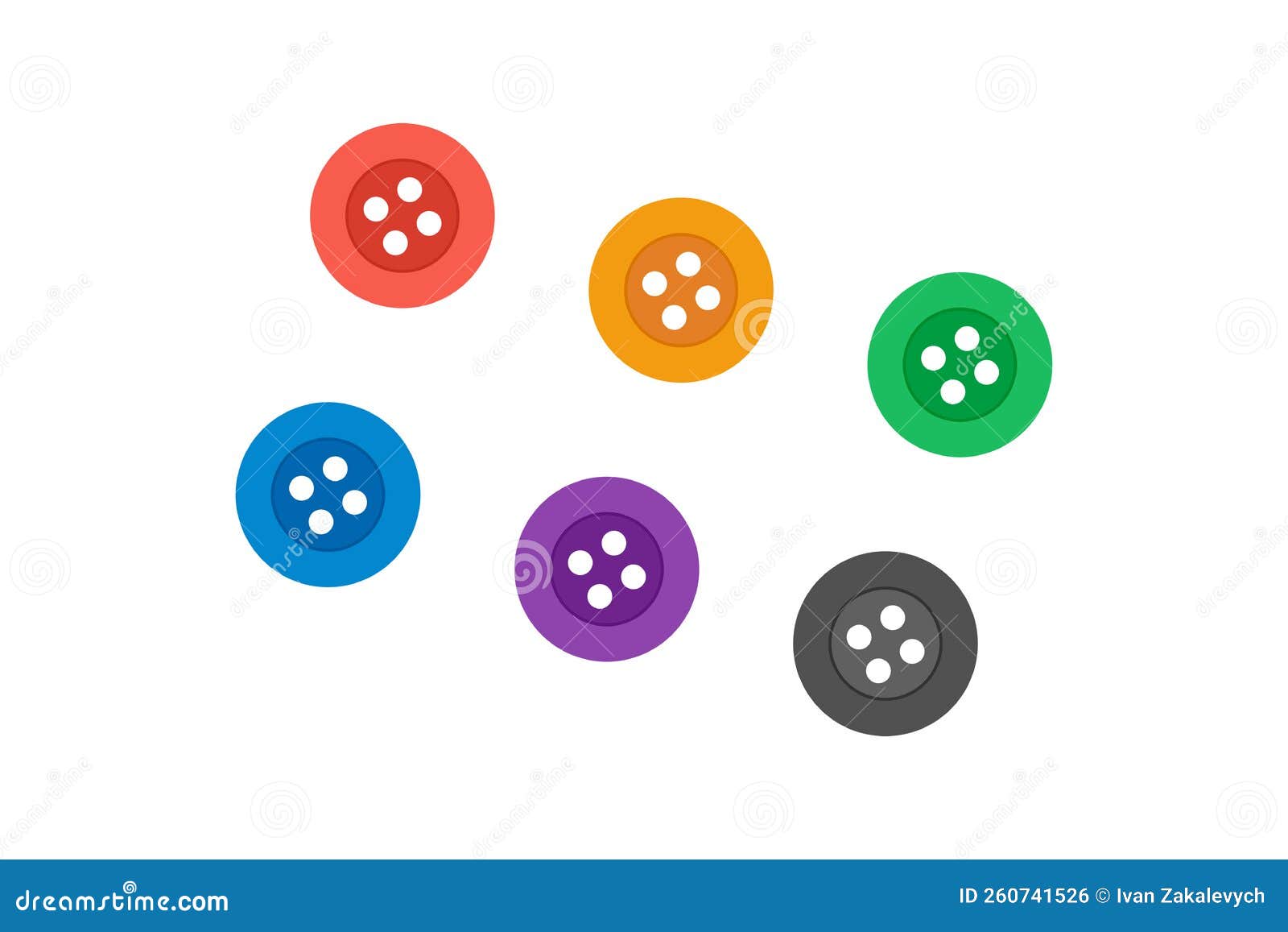 Cloth Buttons Icon Set. Colored Plastic Buttons Illustration Symbol ...