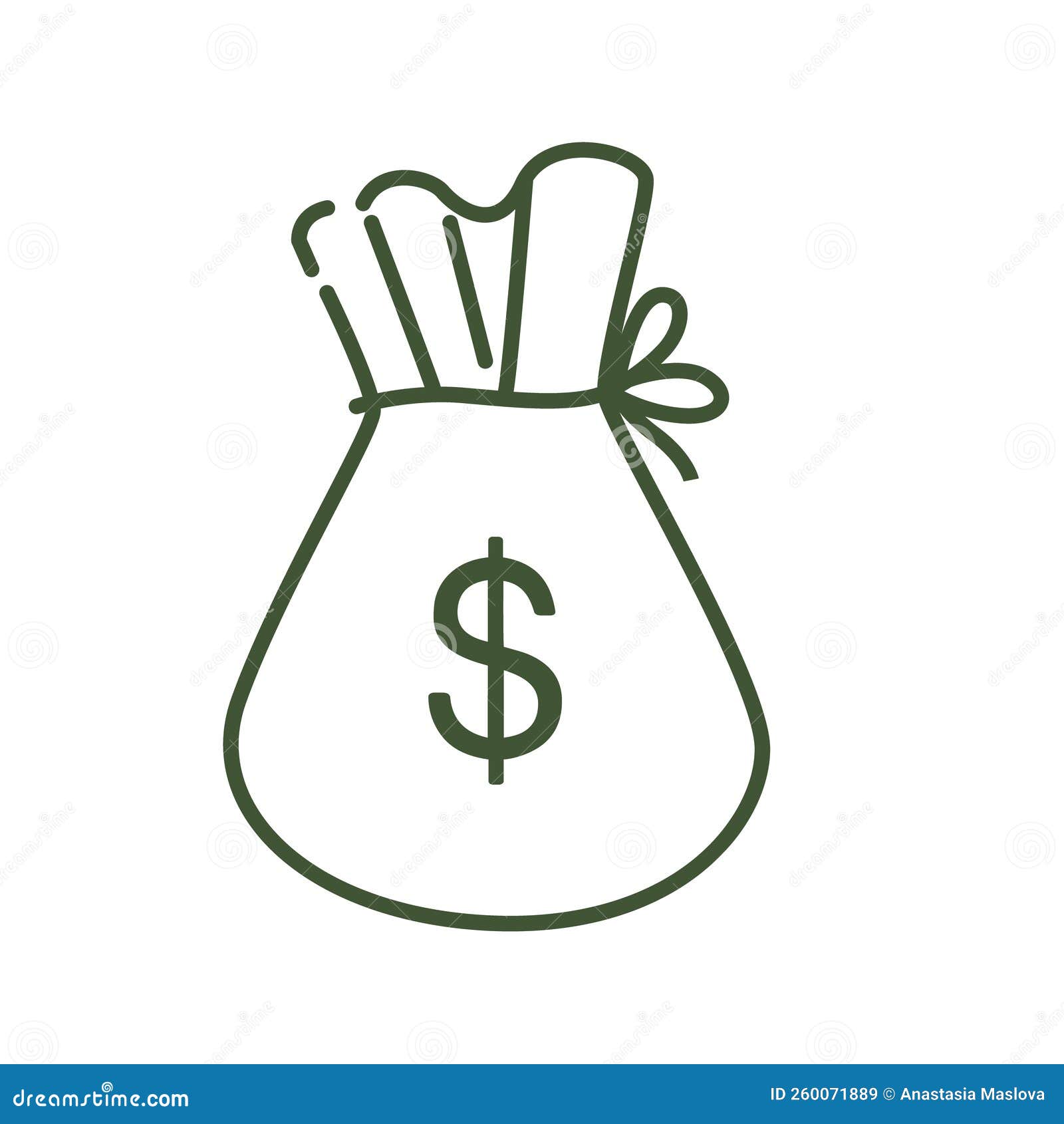 Cloth Coins Bag with Dollar Symbol Vector Illustration Isolated on ...