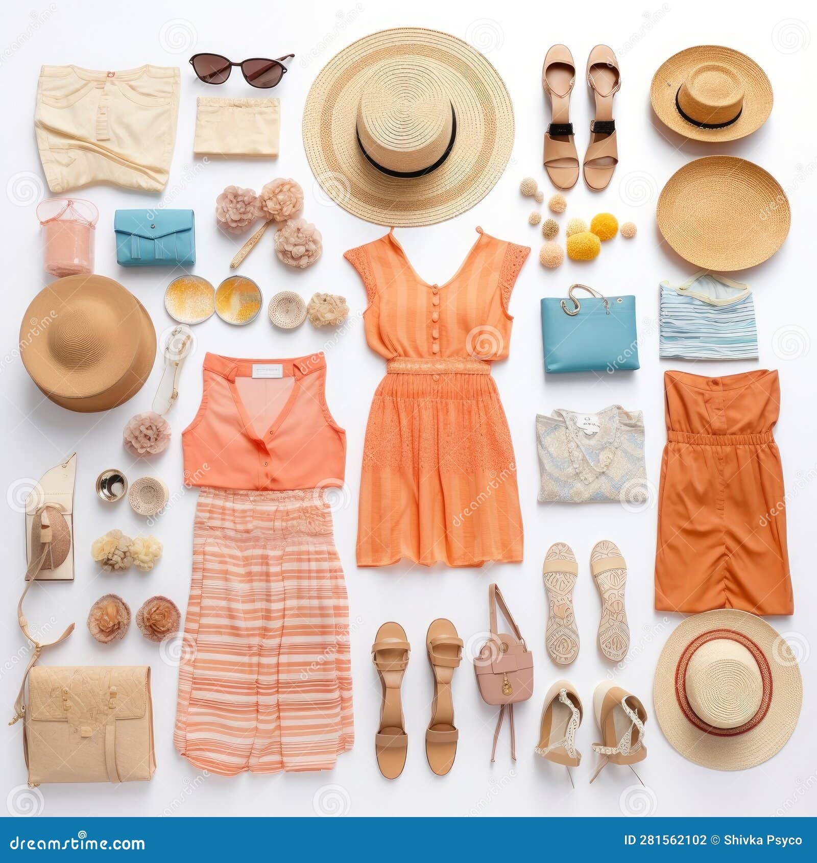 Cloth Collection for Beach Destination on White Background Generative ...