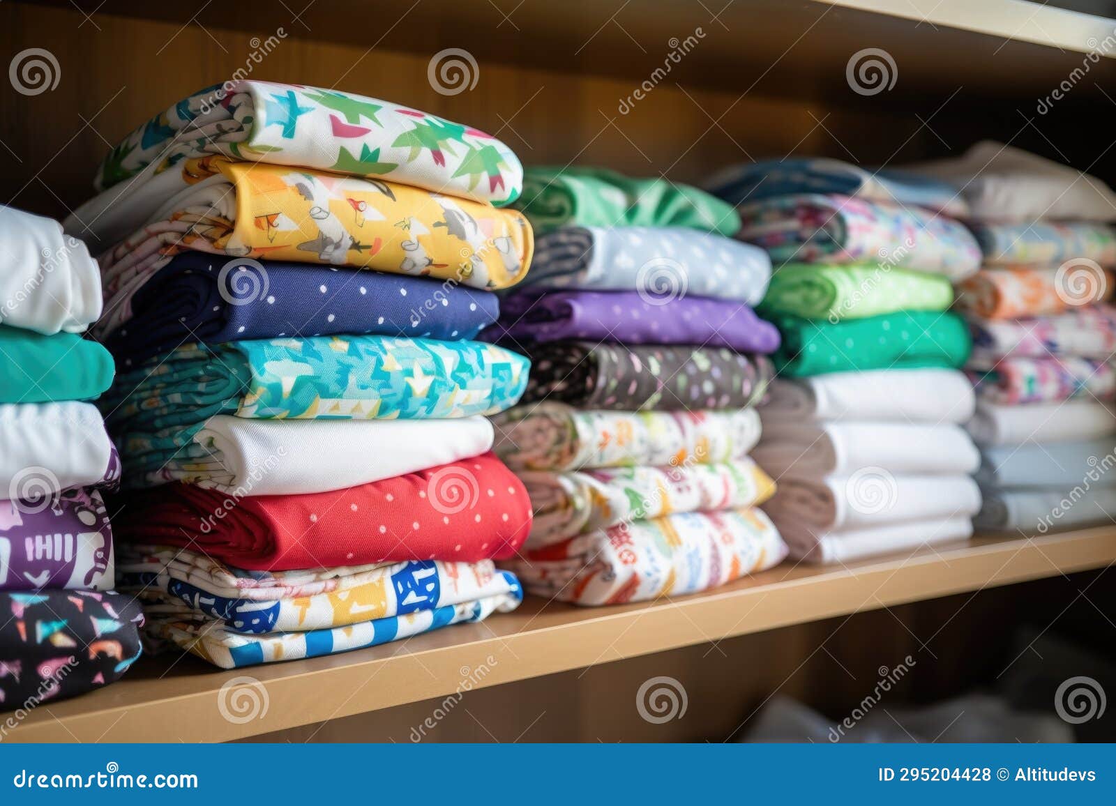 Cloth Diapers Stacked Neatly on a Shelf Stock Illustration ...