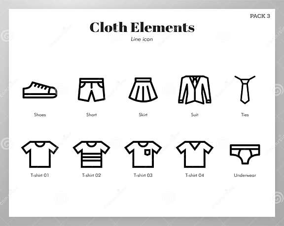 Cloth elements Line pack stock vector. Illustration of underwear ...