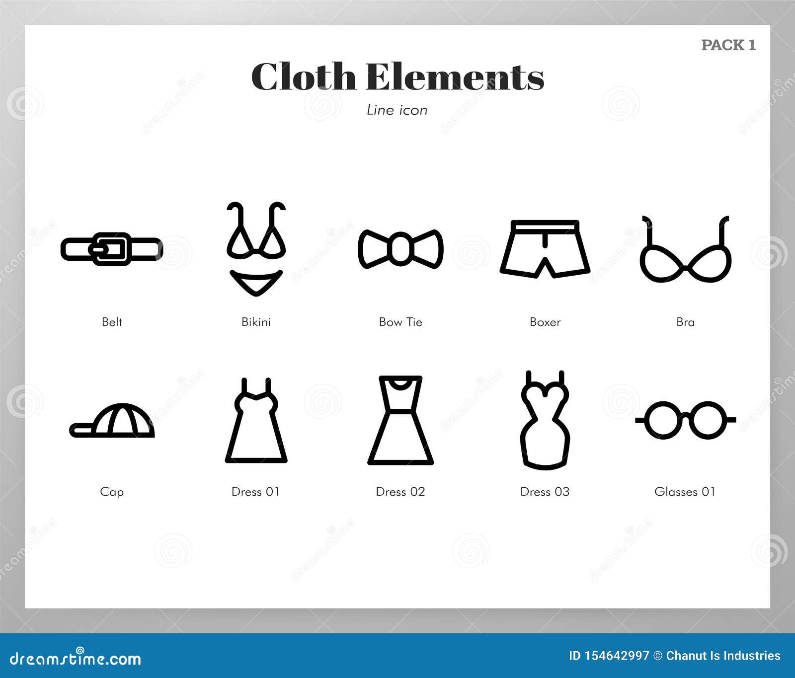 Cloth elements Line pack stock vector. Illustration of shorts - 154642997
