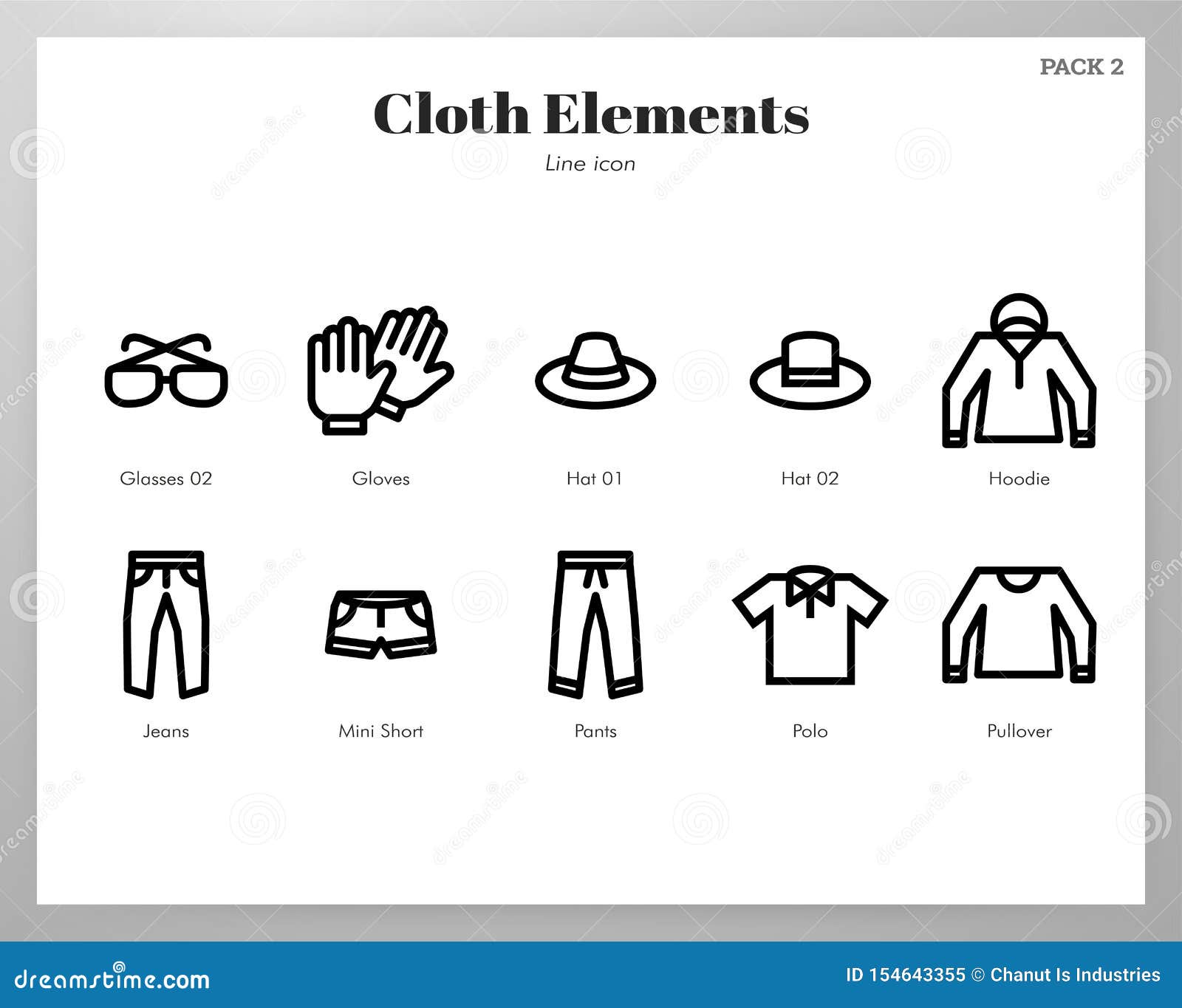 Cloth elements Line pack stock vector. Illustration of golf - 154643355