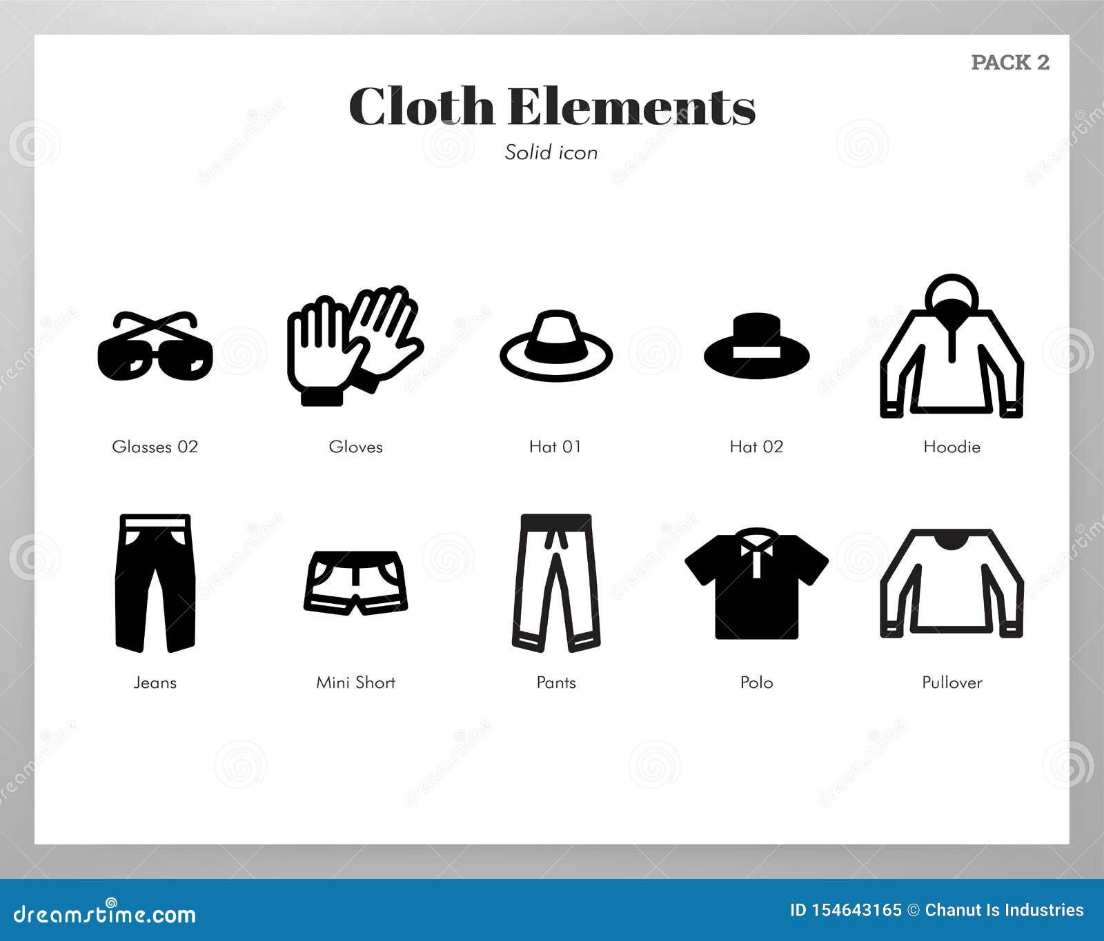 Cloth elements Solid pack stock vector. Illustration of hand - 154643165