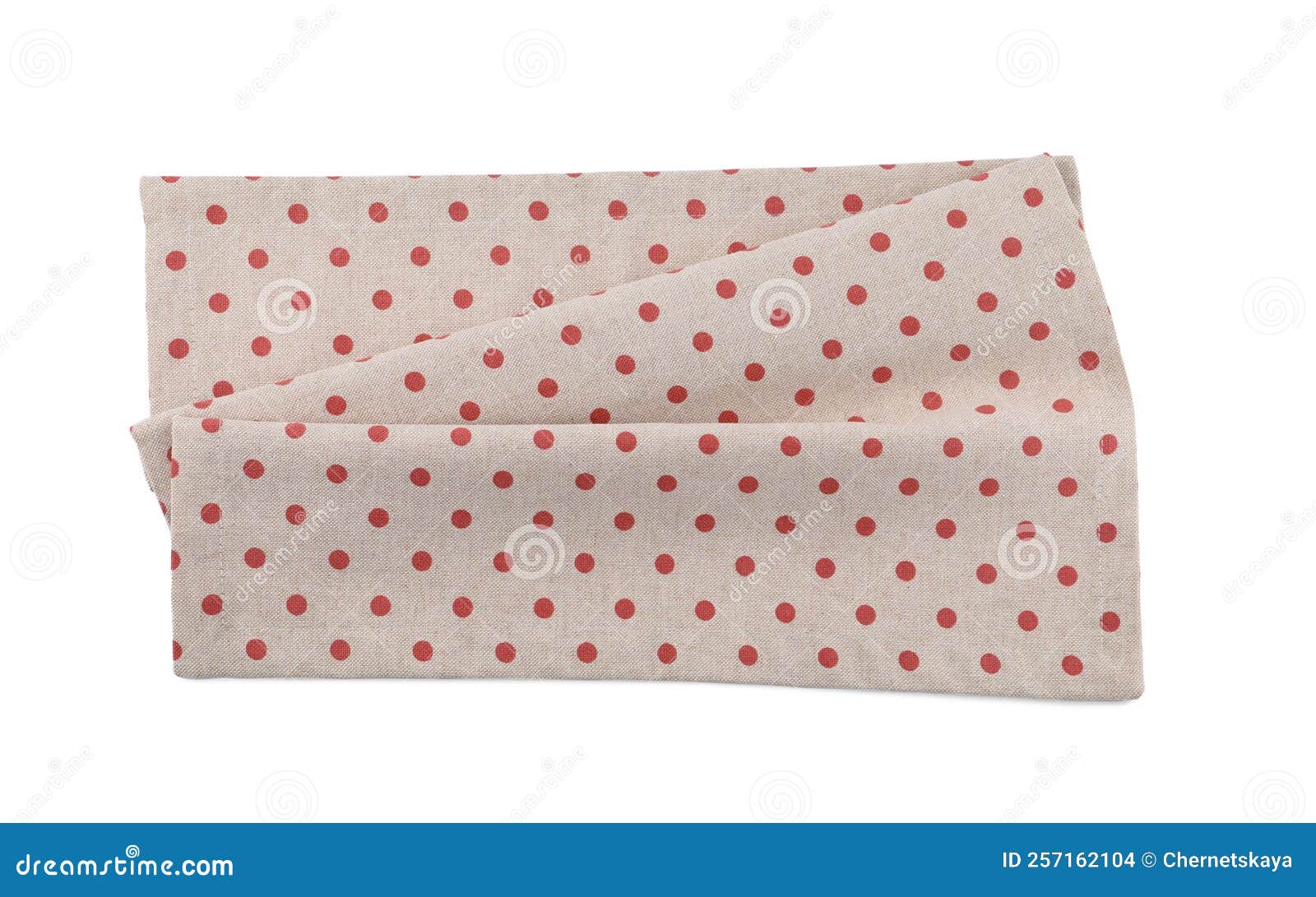 Cloth Kitchen Napkin with Polka Dot Pattern Isolated on White, Top View ...