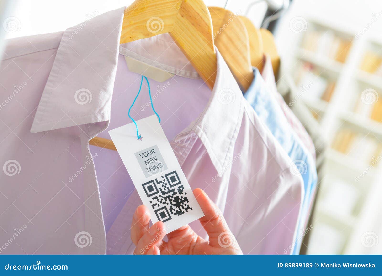 Cloth label with QR code stock image. Image of capture - 89899189