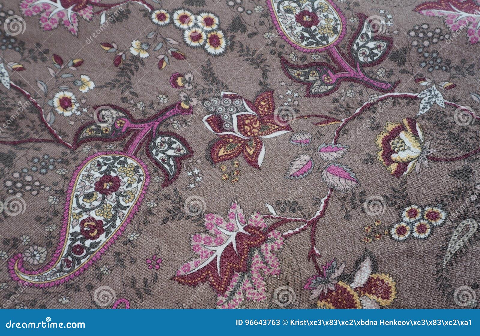 Cloth Painted Texture Folksy Rustic Flower Pattern Stock Image - Image ...