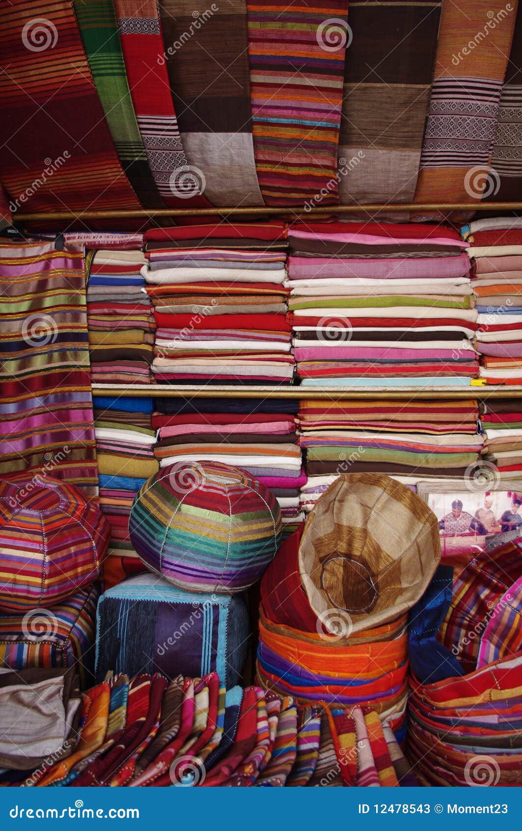 Cloth for sale at market stock image. Image of detail - 12478543