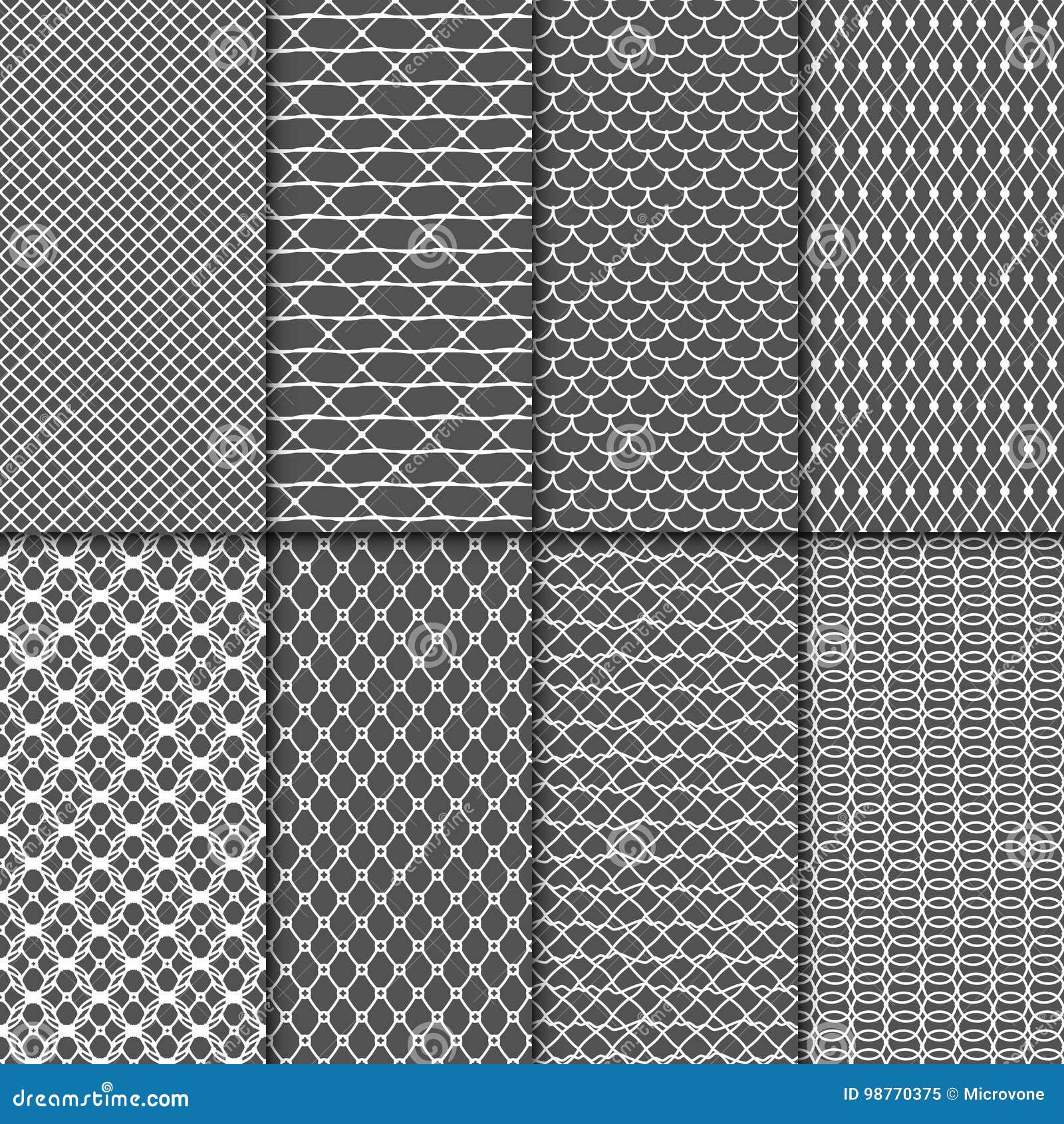 Cloth Seamless Patterns. Fabric Net Vector Textures. Lace Meshes ...