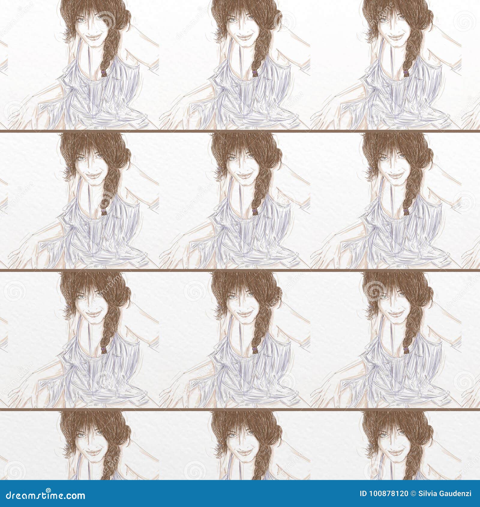 Cloth with Woman Pattern, Repeating Pattern, Stock Illustration ...