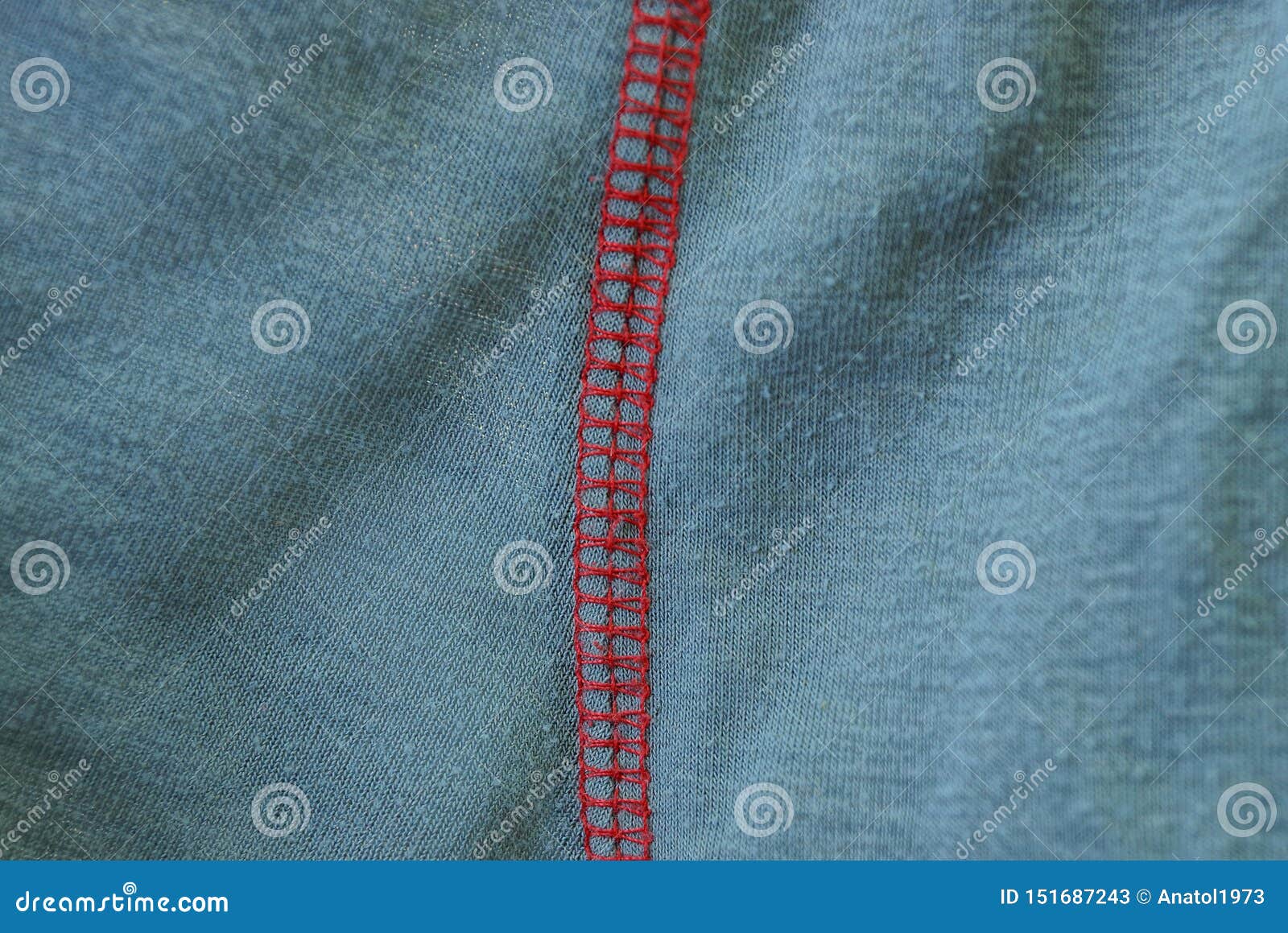 Cloth Texture from Old Crumpled Fabric with Red Seam Stock Image ...