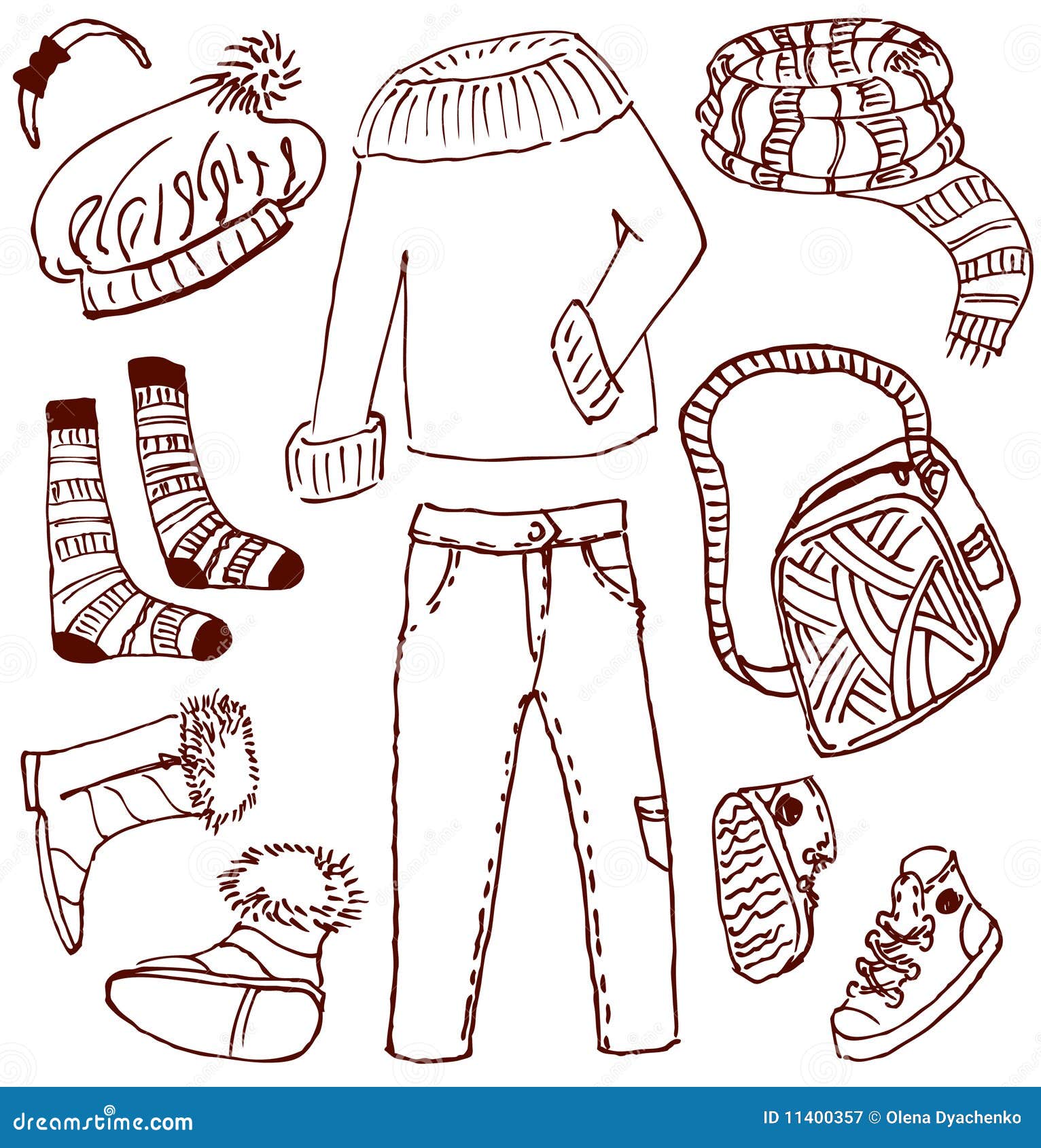 Clothes and Accessories Doodles Stock Vector - Illustration of ...