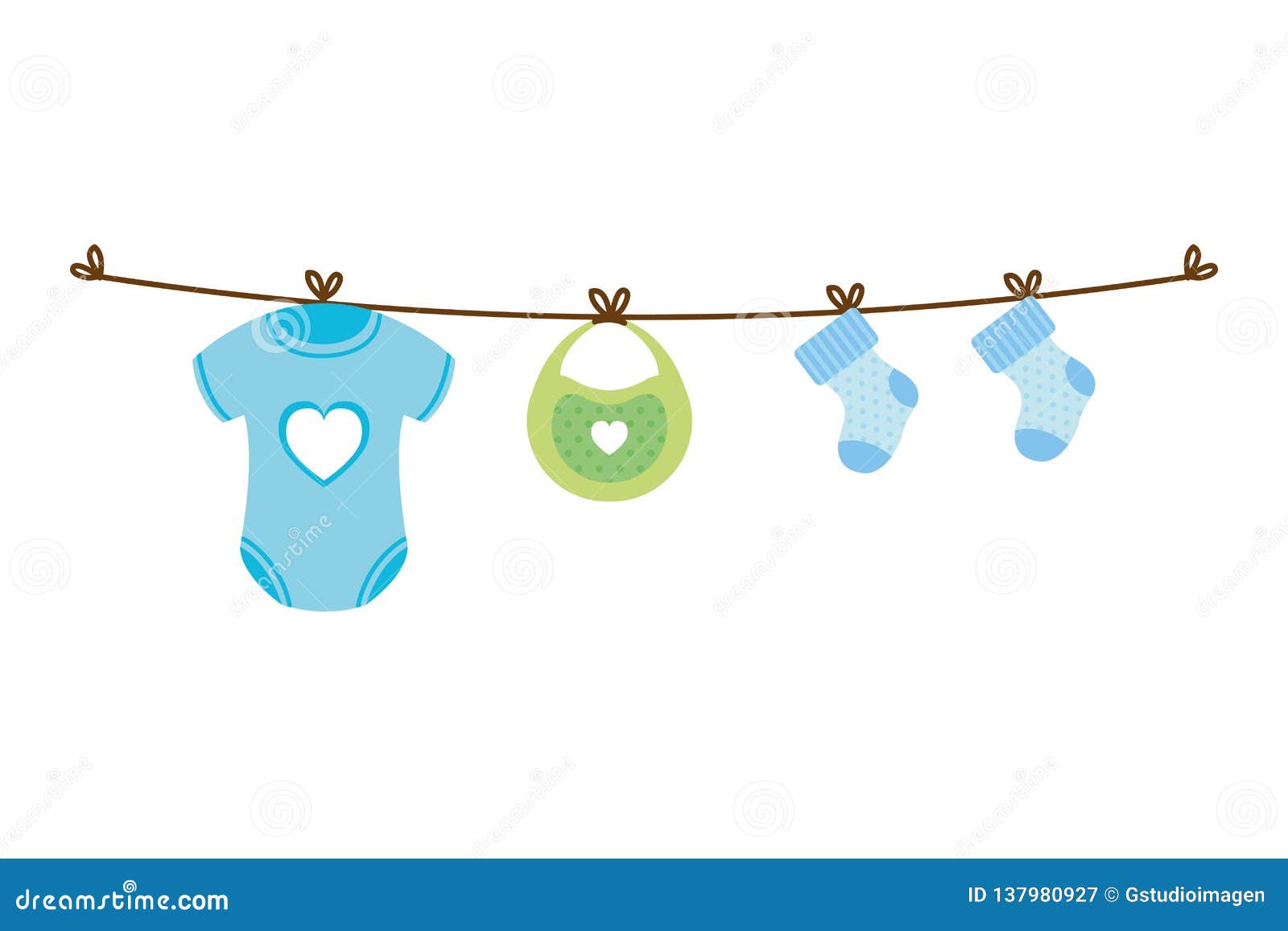 Clothes Baby Hanging in Wire Stock Vector - Illustration of drying ...