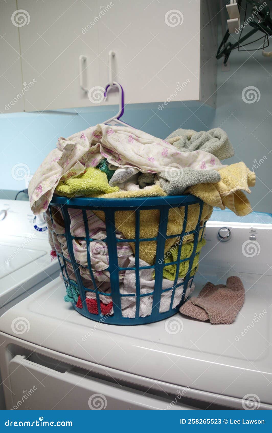 Clothes Basket with Clean Clothes Stock Image - Image of hanger ...