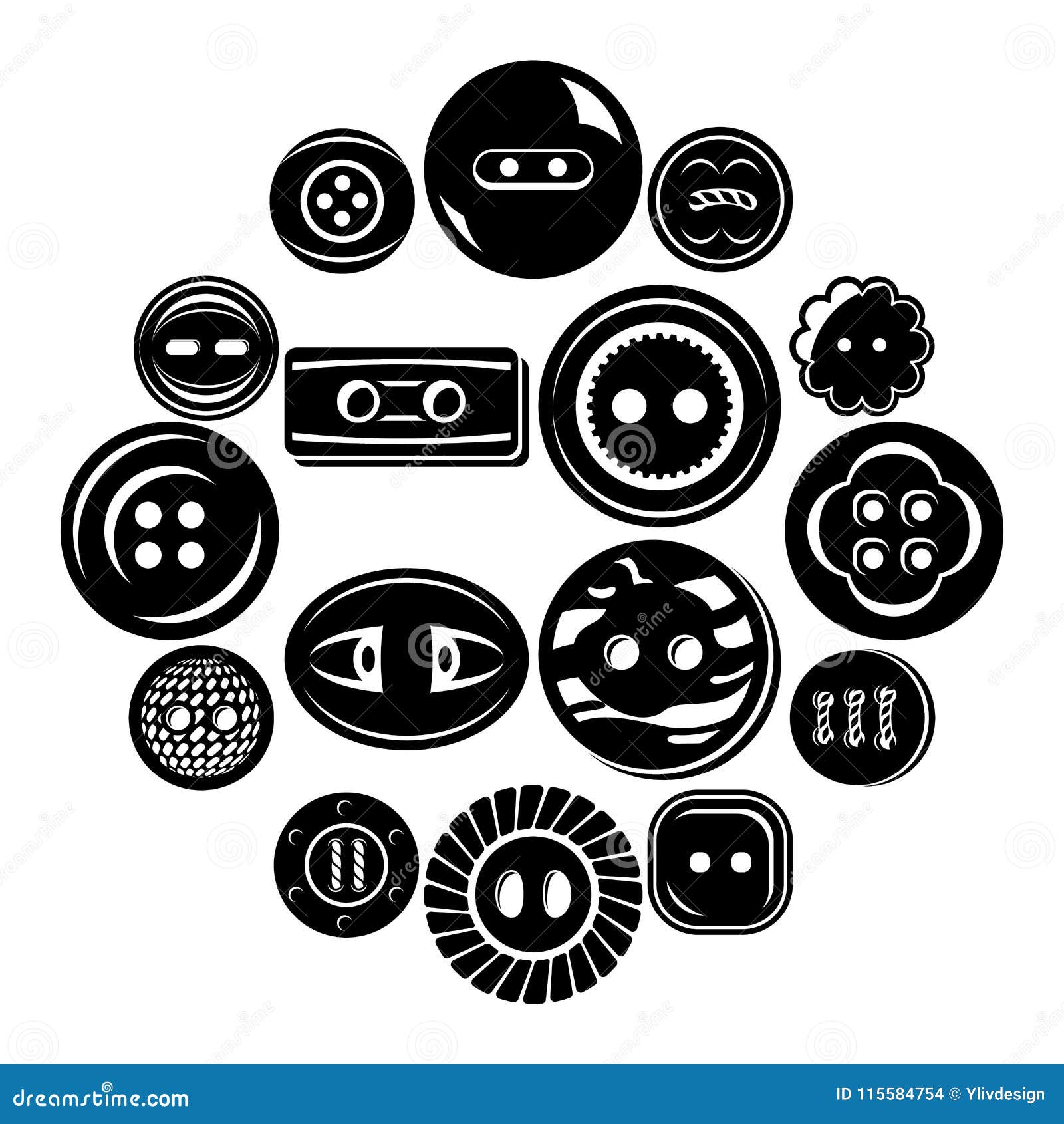Clothes Button Icons Set, Simple Style Stock Vector - Illustration of ...
