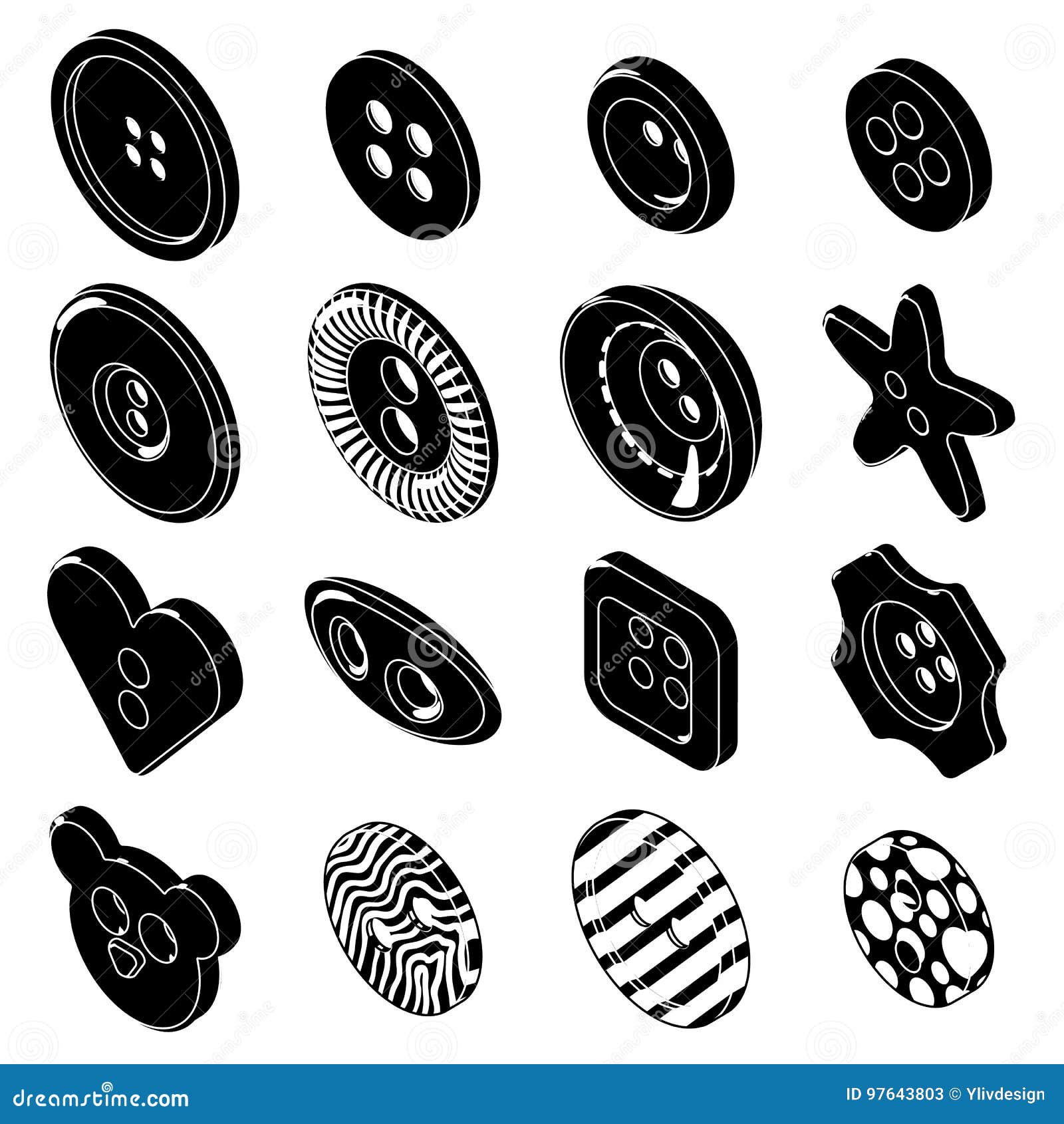 Clothes Button Icons Set, Simple Style Stock Vector - Illustration of ...