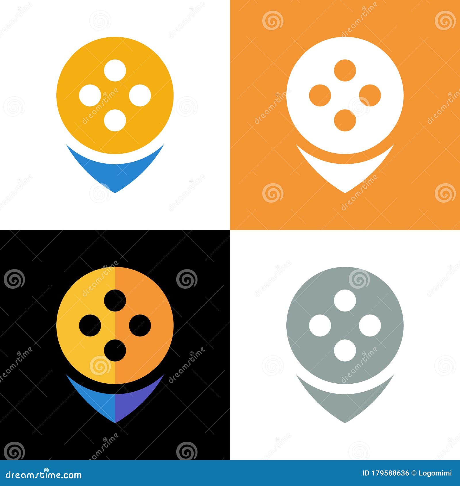 Clothes Button and Map Pin Symbol, Vector Logo Illustration Stock ...