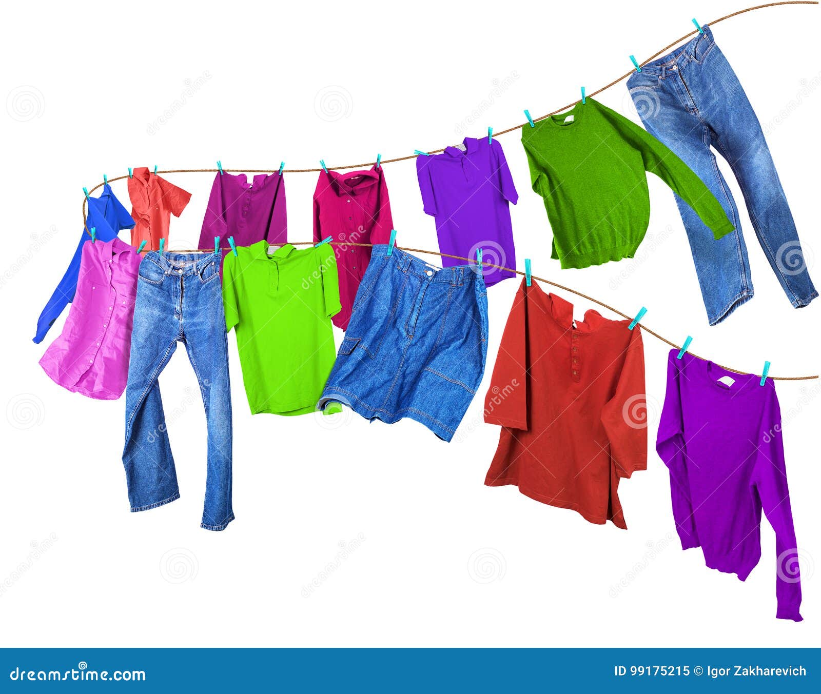 Clothes on a clothesline stock image. Image of cotton - 99175215