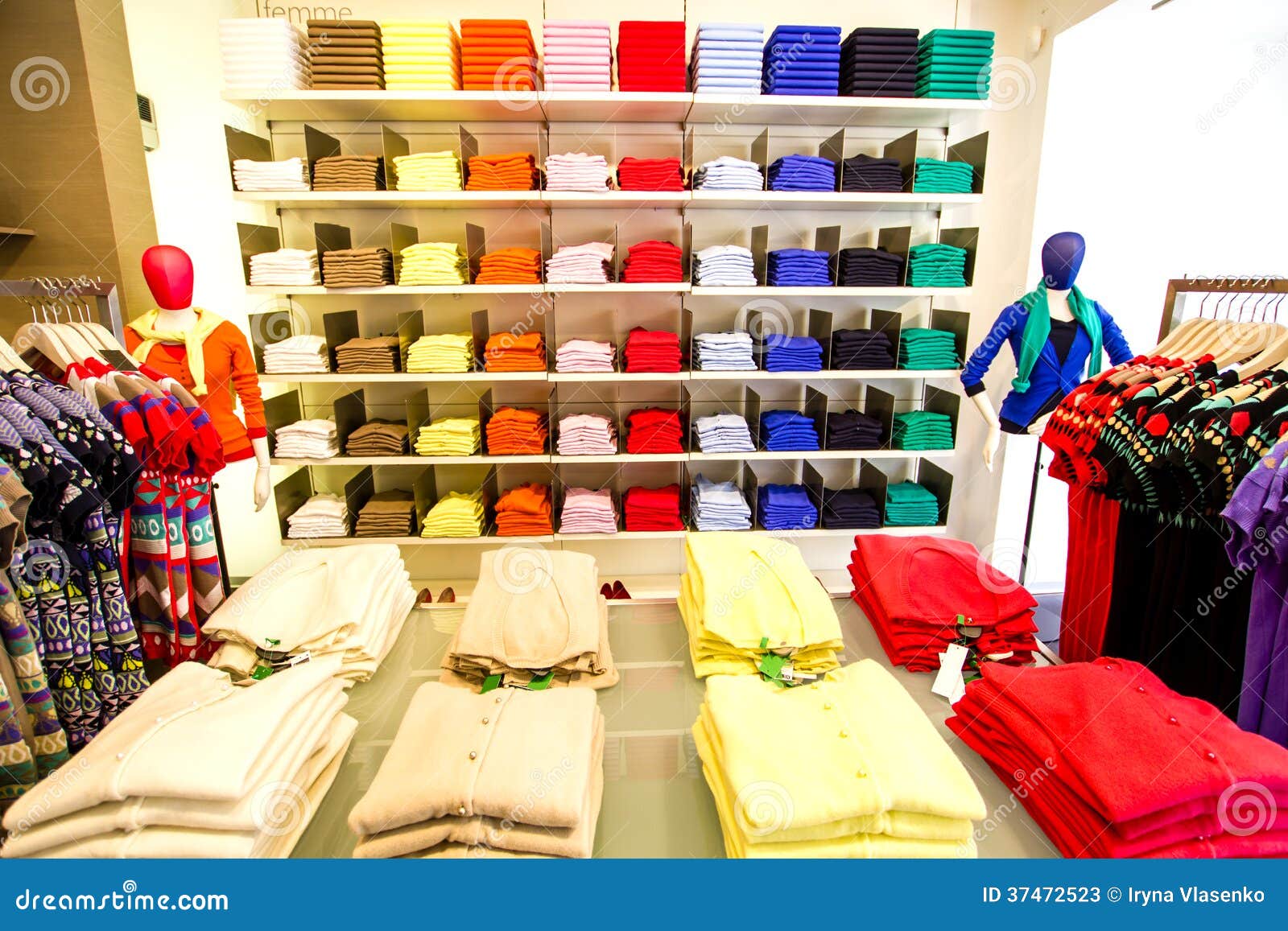 Clothes in the Department Store Stock Image - Image of blue, display ...