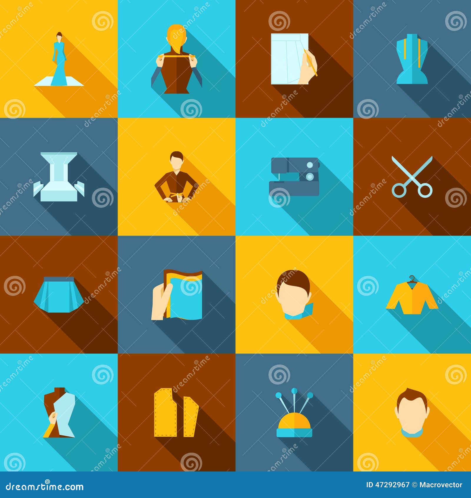 Clothes Designer Icons Flat Stock Vector - Illustration of needle ...