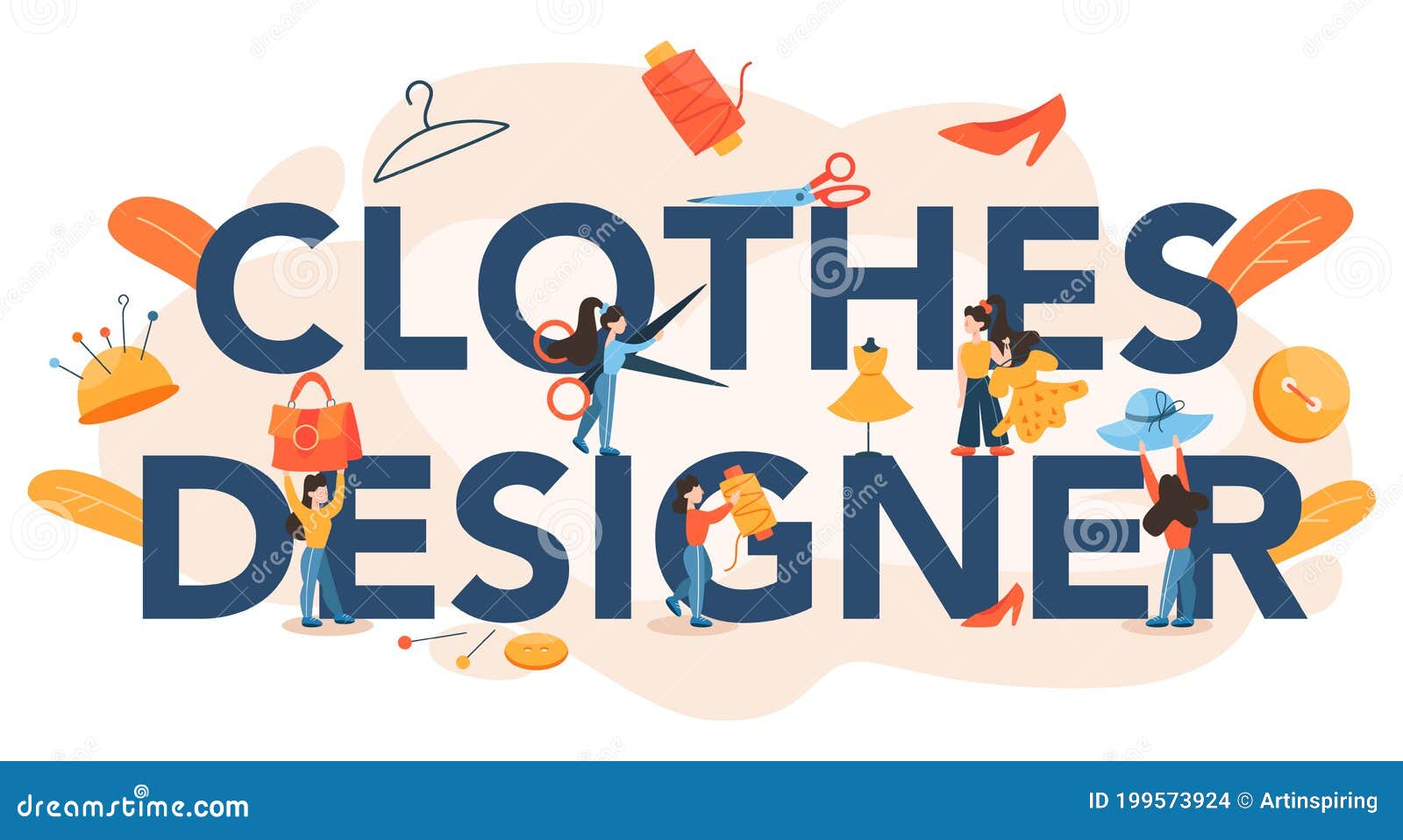 Clothes Designer Typographic Header. Professional Tailor Sewing Clothes ...