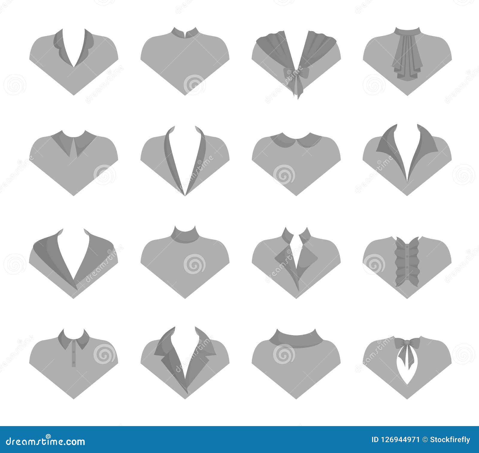 Clothes with Different Collars. Theme of Fashion. Vector. Stock Vector ...
