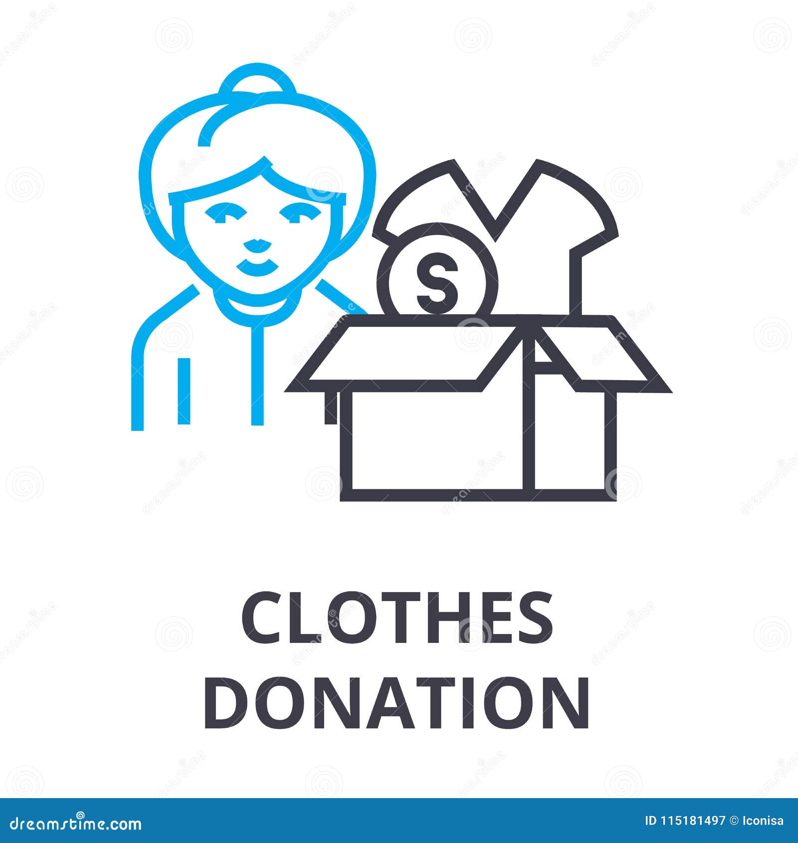 Clothes Donation Thin Line Icon, Sign, Symbol, Illustation, Linear ...