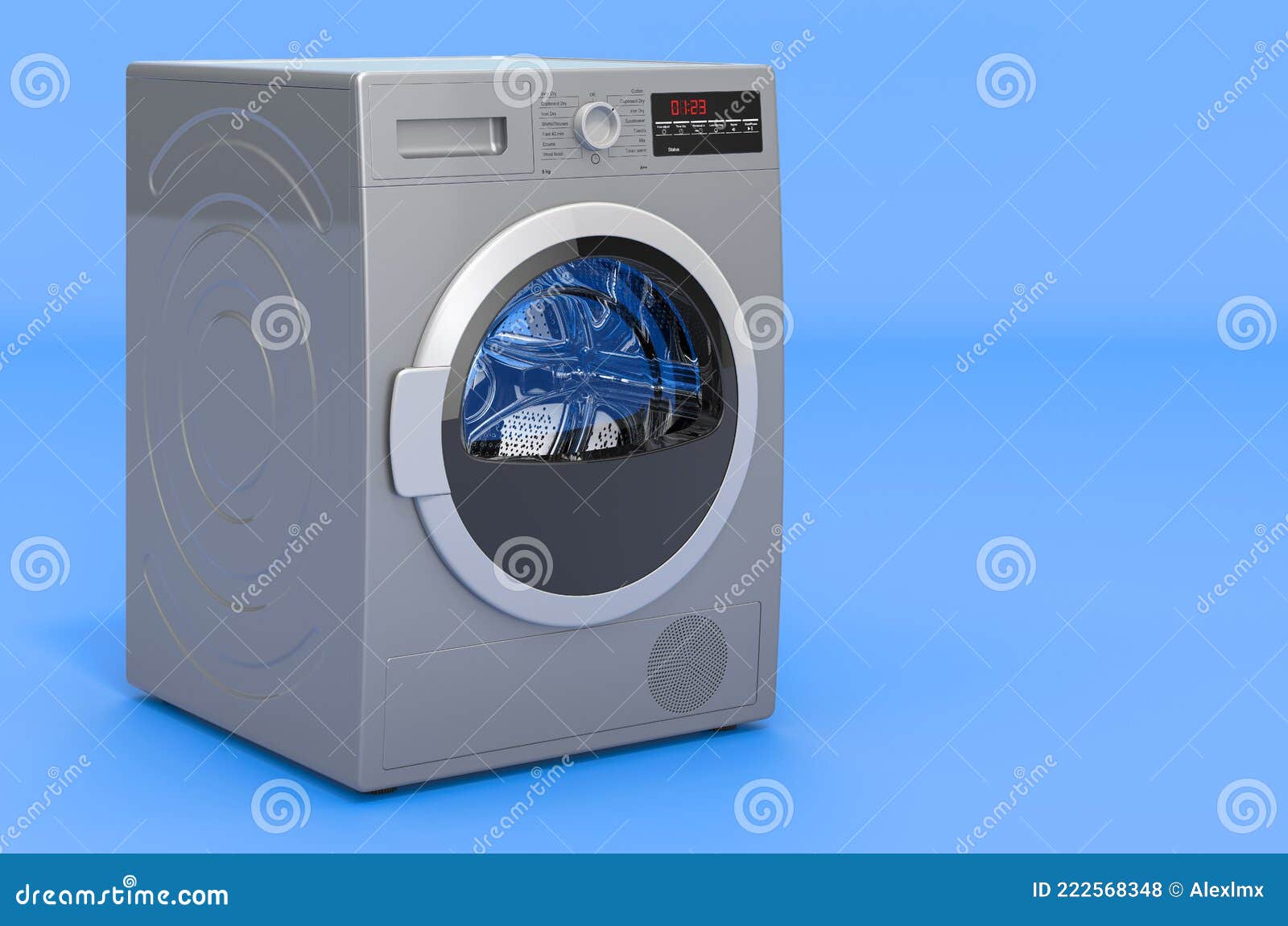 Clothes Dryer on Blue Backdrop, 3D Rendering Stock Illustration ...