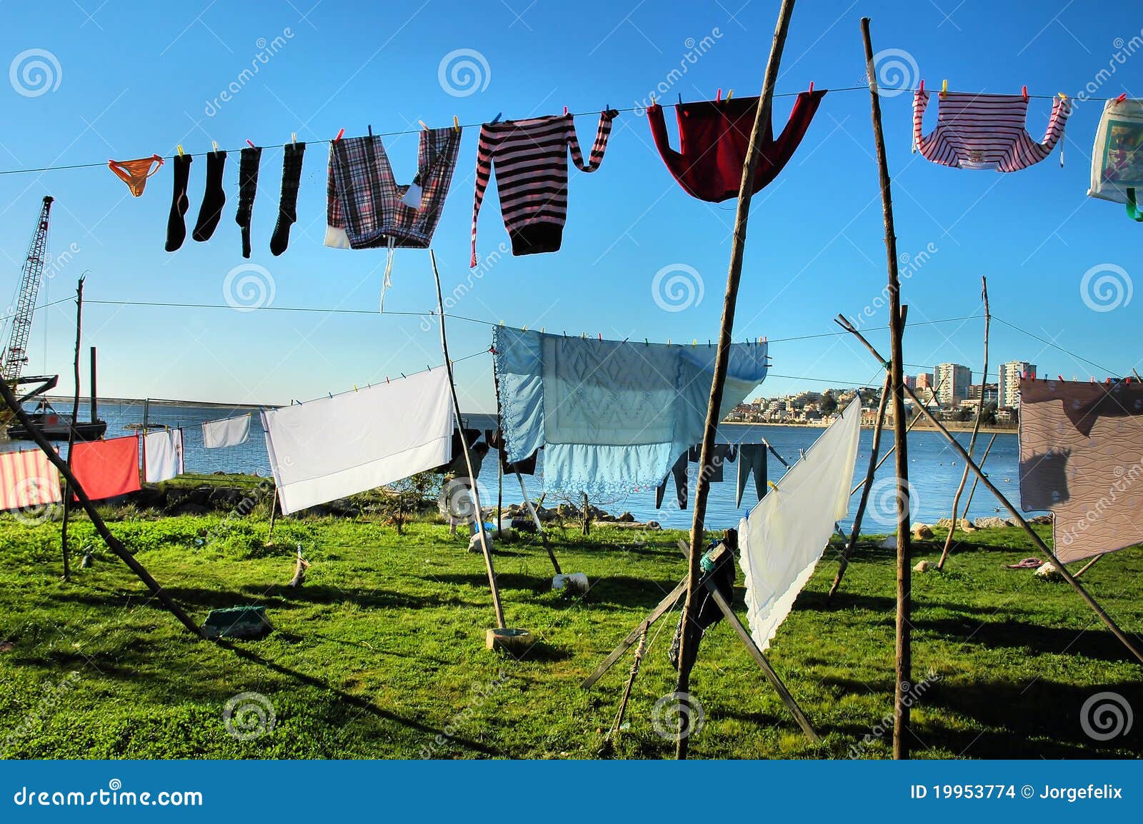 Clothes drying stock photo. Image of outdoor, pole, clothes - 19953774