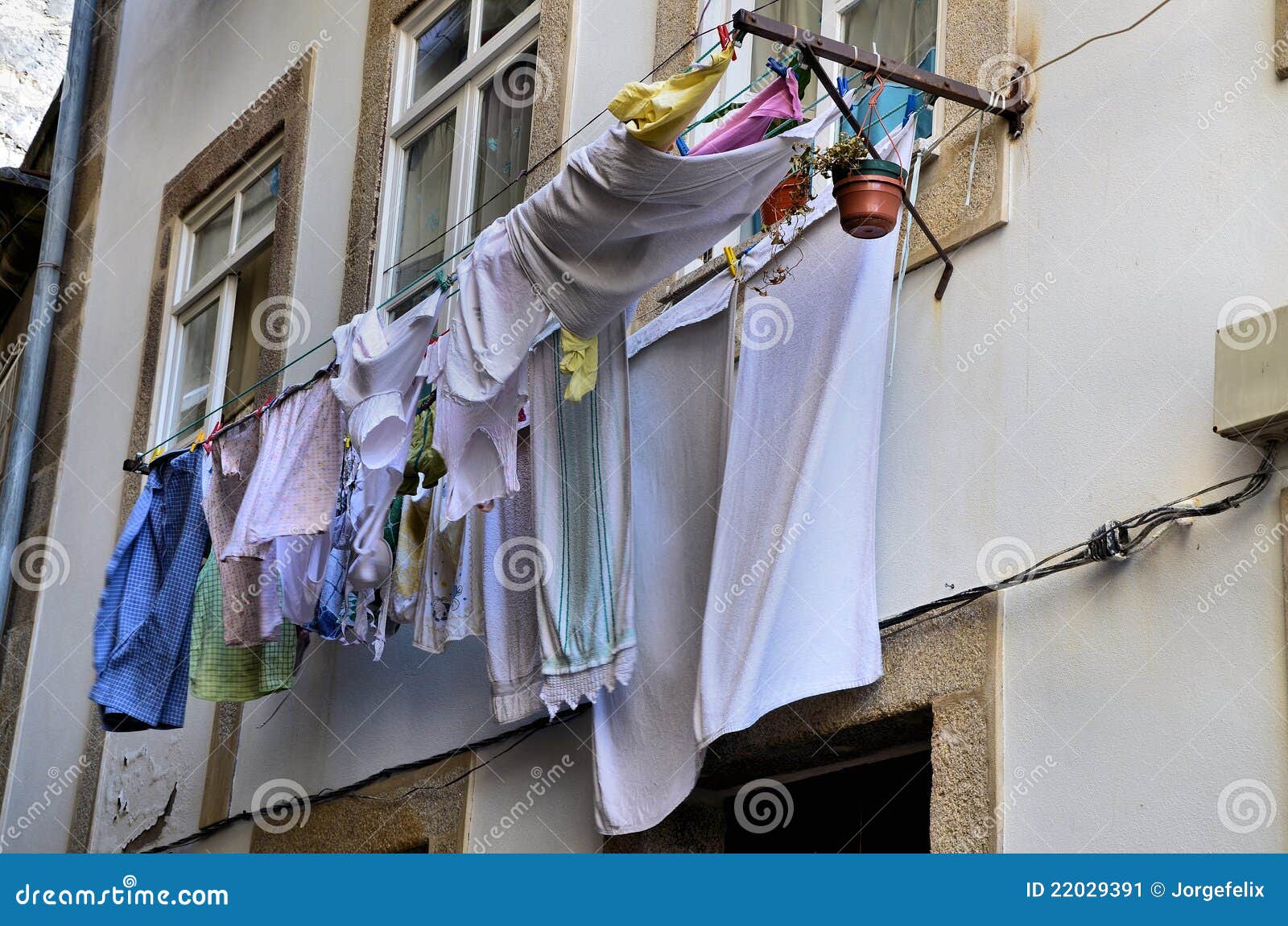 Clothes drying stock image. Image of typical, window - 22029391