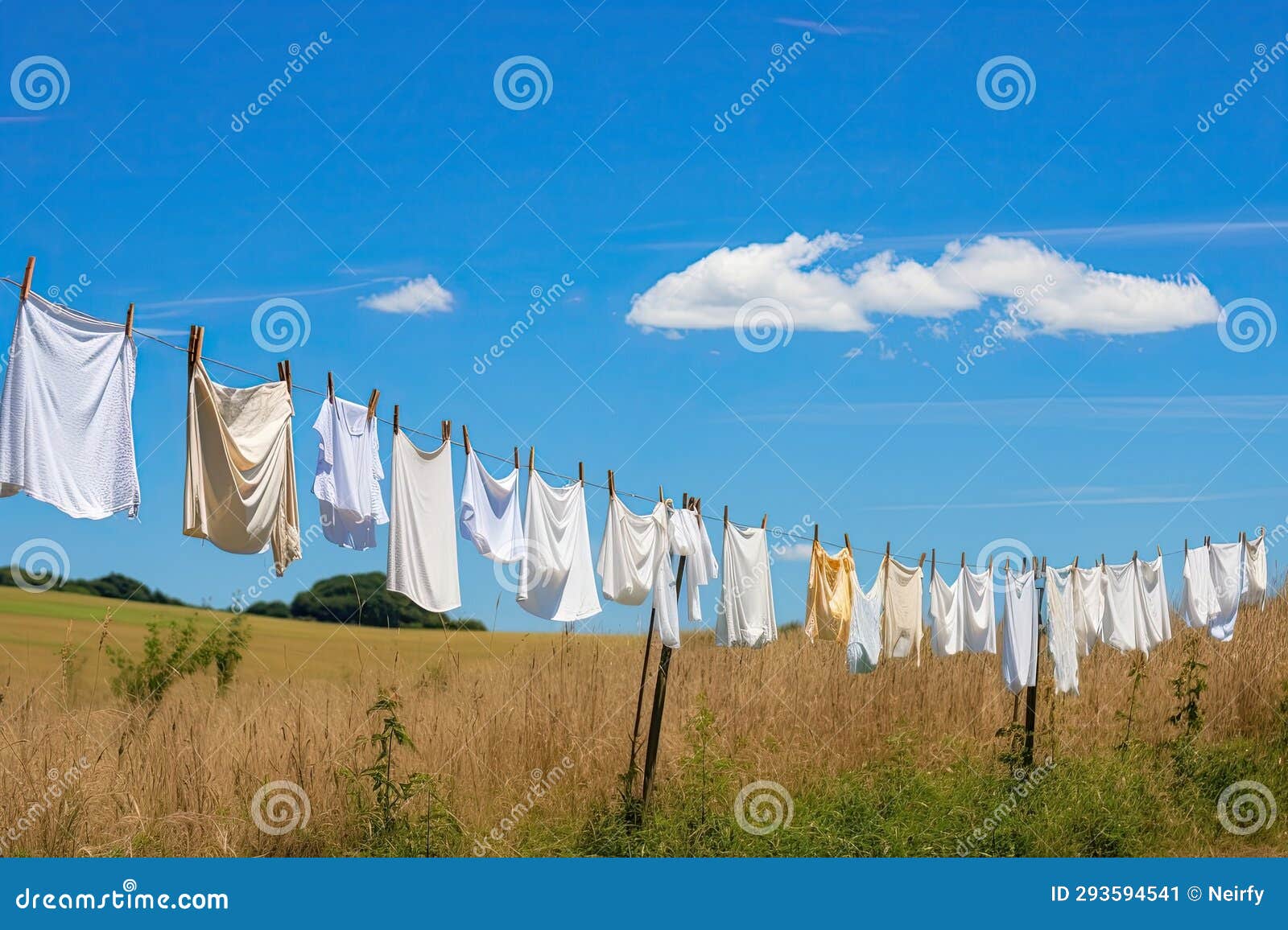 Clothes Drying on Clotheline Stock Image - Image of nature, housework ...