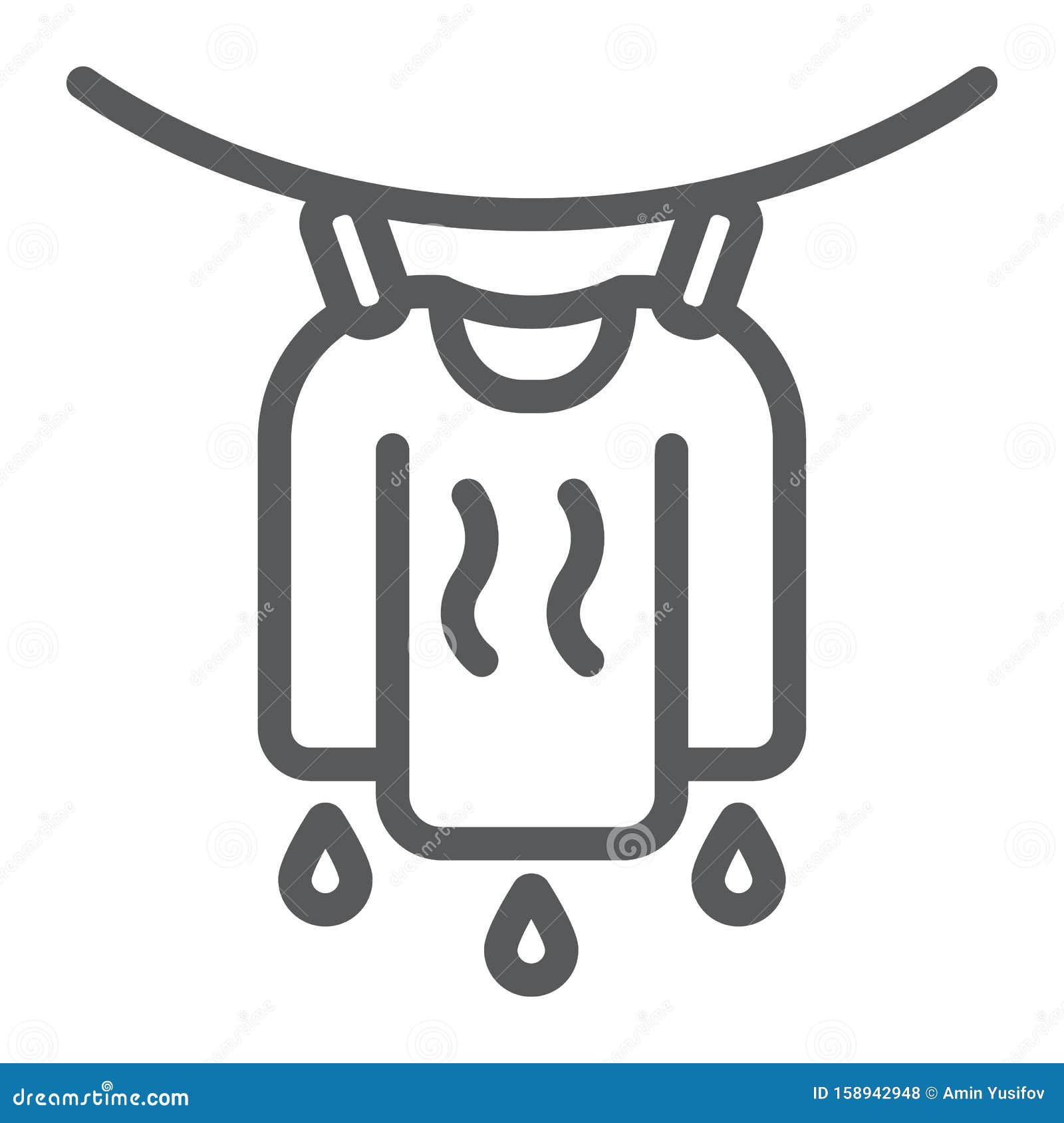 Clothes Drying Line Icon, Laundry and Housekeeping, Hanging Clothes ...