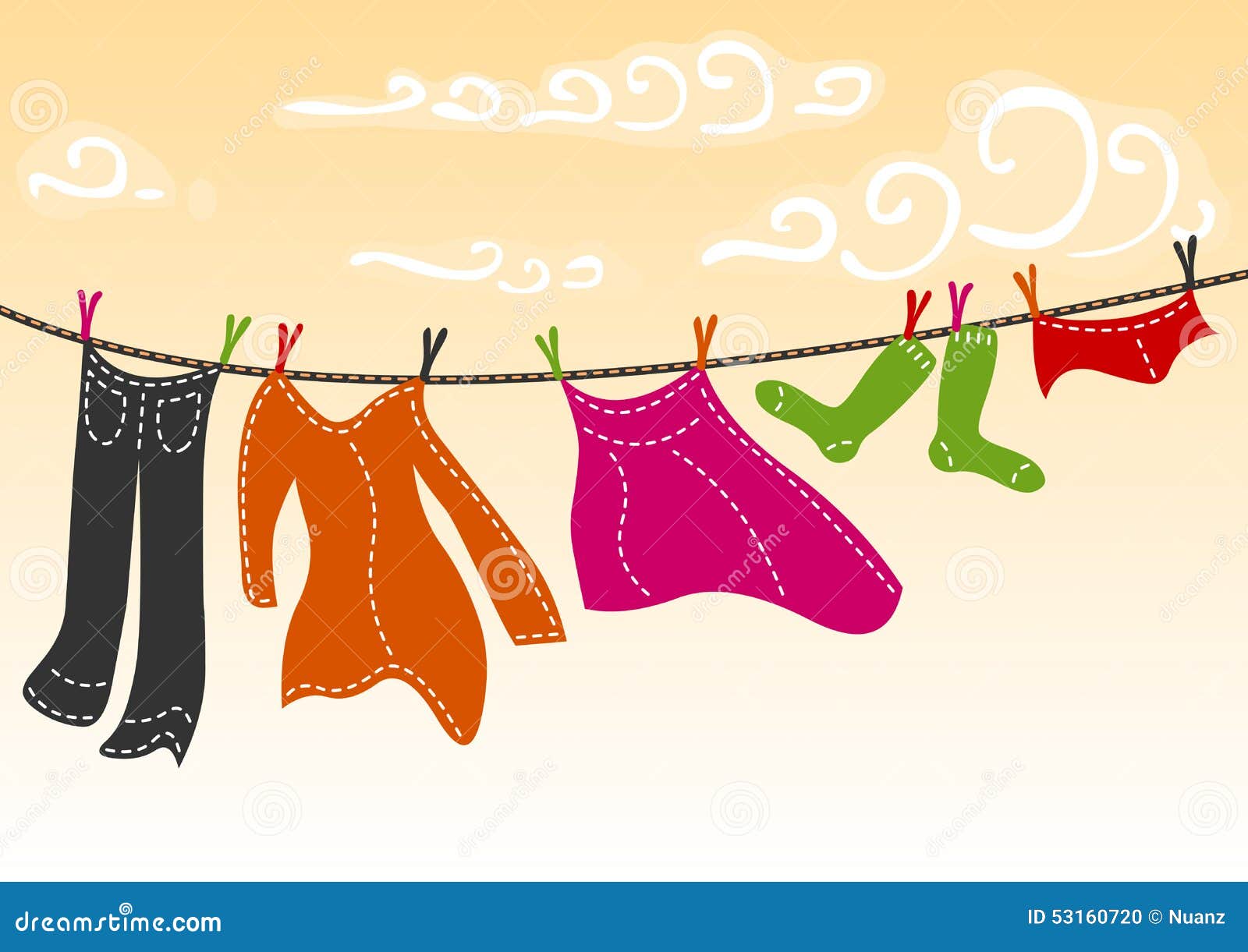 Clothes drying outdoors stock vector. Illustration of banner - 53160720