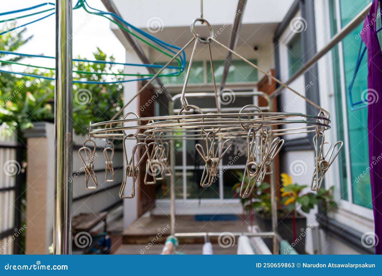 Clothes Drying Rack Clamp Steel Home Stock Image - Image of fashion ...