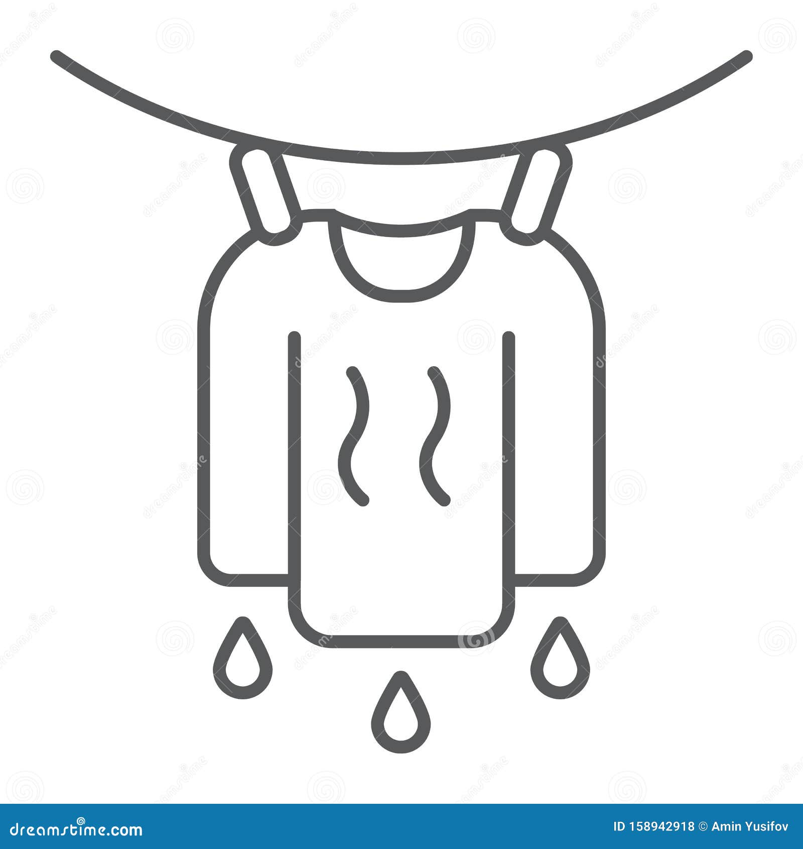 Clothes Drying Thin Line Icon, Laundry and Housekeeping, Hanging ...