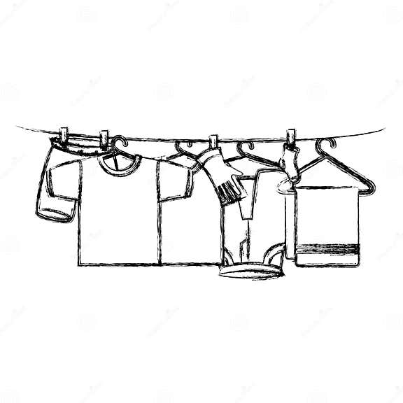 Clothes drying on wire stock illustration. Illustration of store ...
