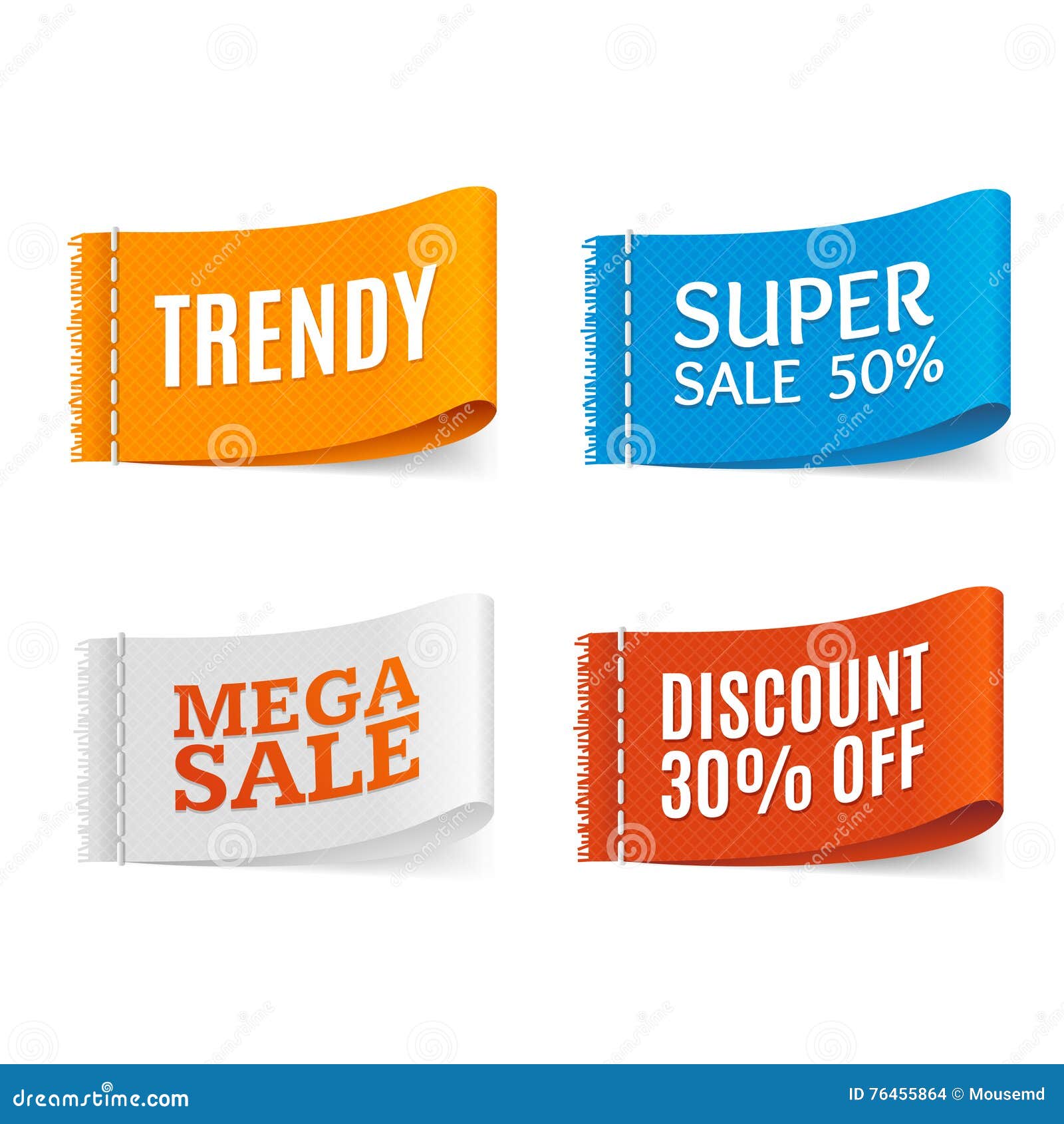 Clothes Fabric Sale Labels Set. Vector Stock Vector - Illustration of ...