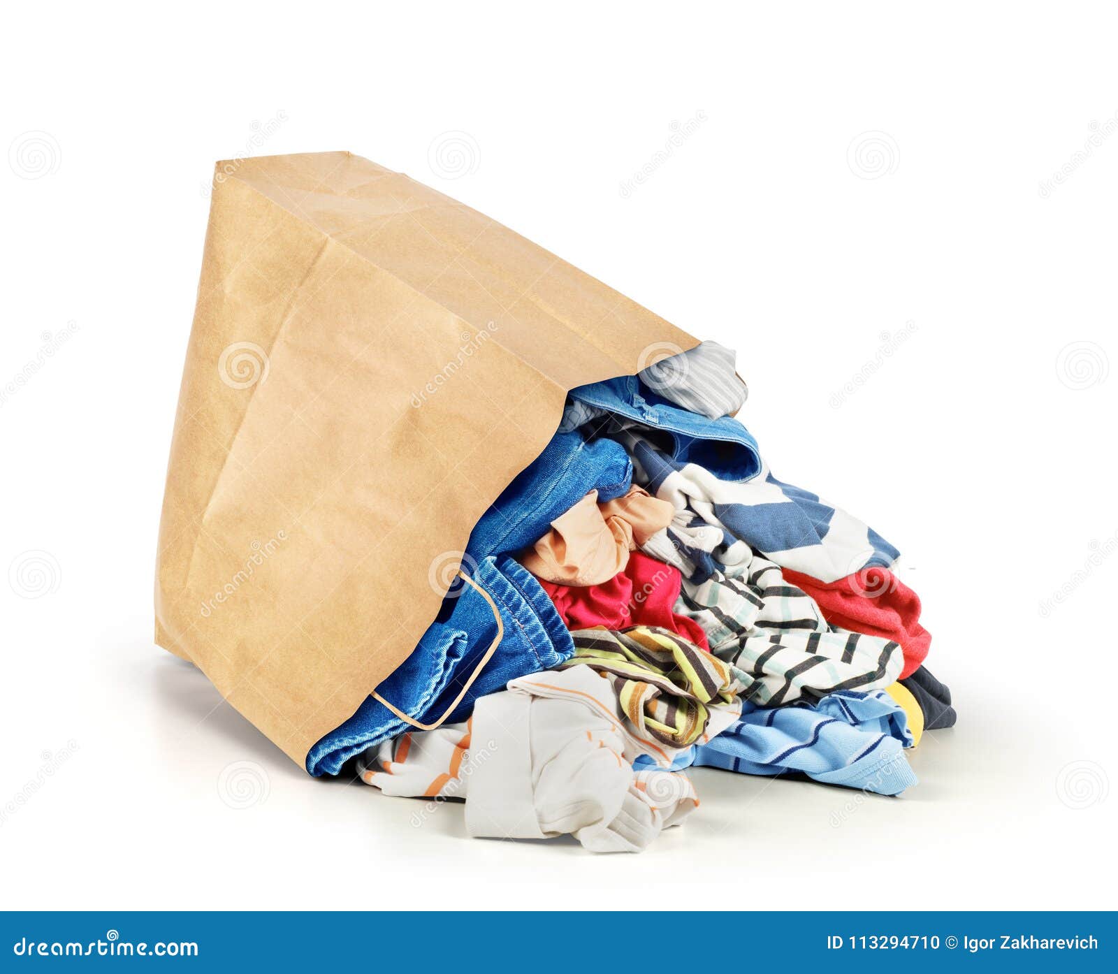 Clothes Falling Out of the Package on White Stock Photo - Image of ...