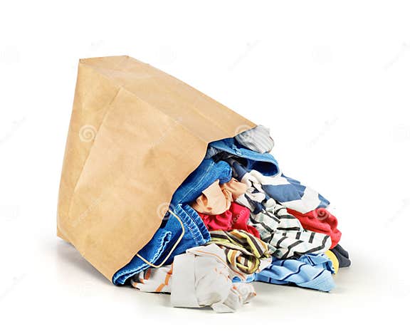 Clothes Falling Out of the Package on White Stock Photo - Image of ...