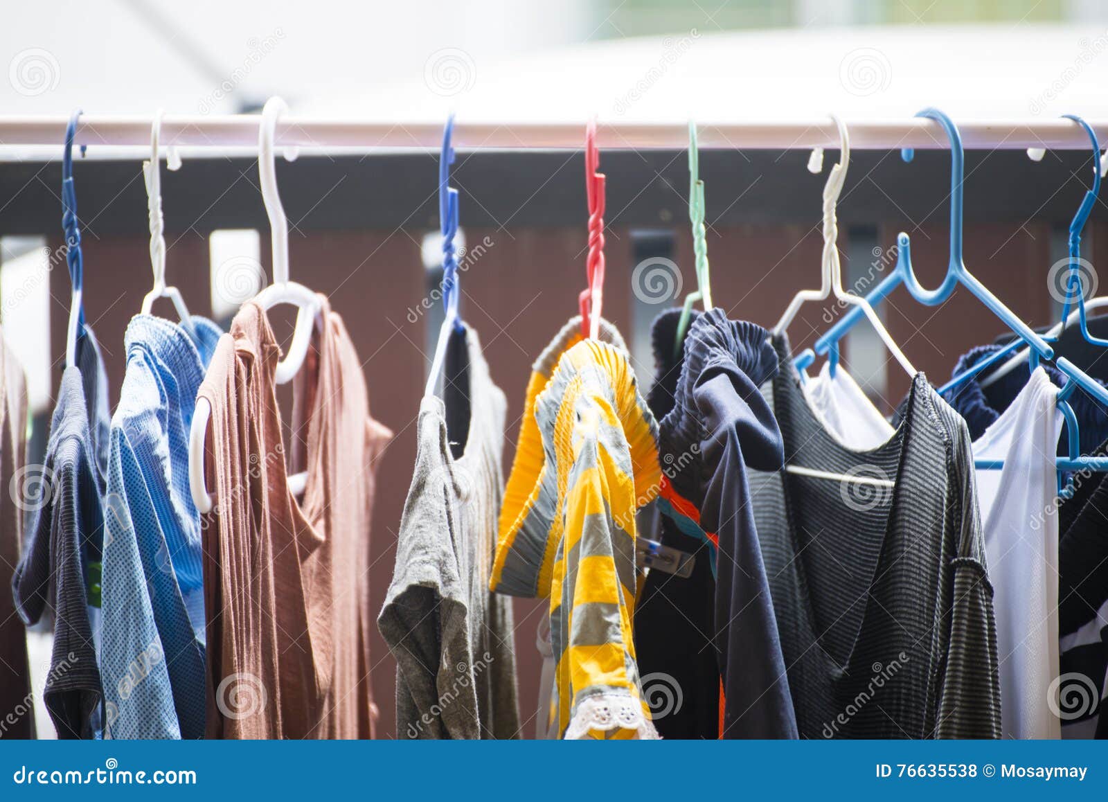 Clothes Hang on the Clothesline Stock Photo - Image of color ...