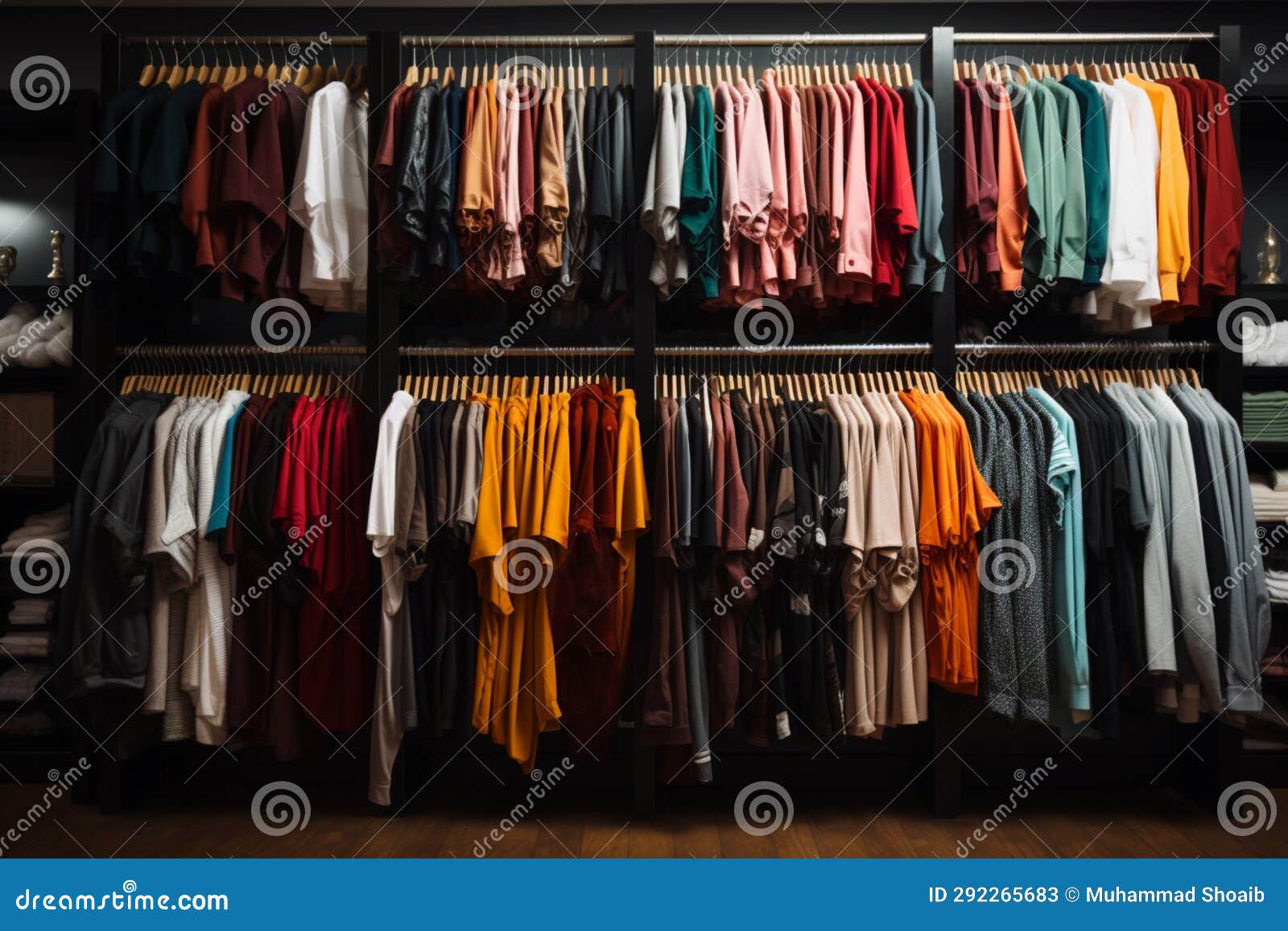 Clothes Hang Neatly in Rows, Creating an Organized and Visually ...