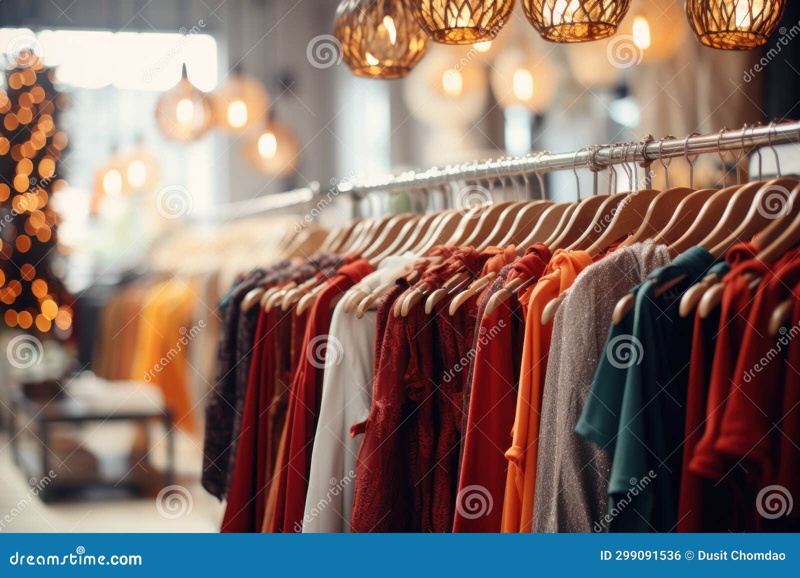 Clothes Hang on a Rack in a Clothing Store. Generative AI Stock Photo ...