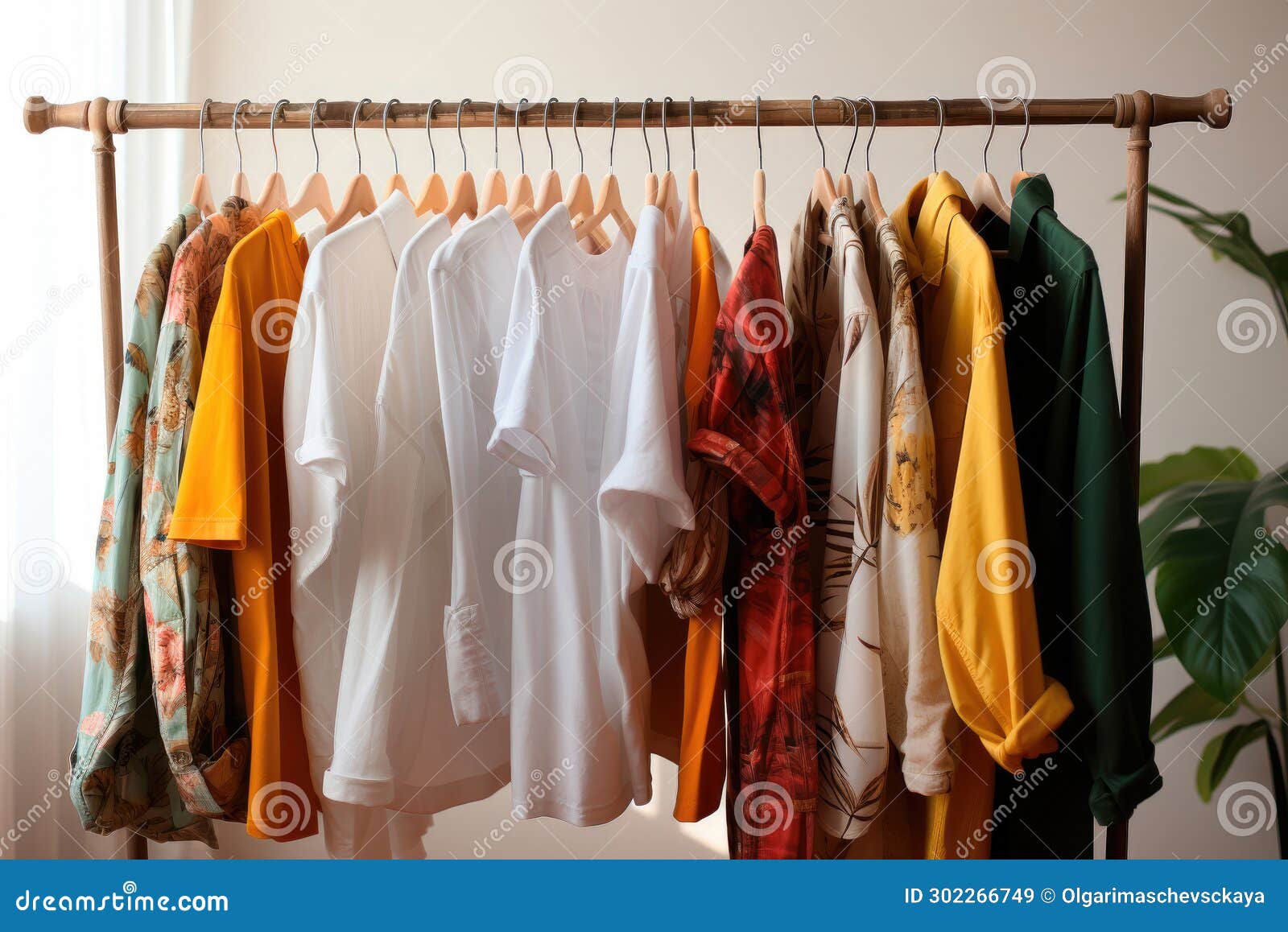 Clothes Hang on a Shelf in a Designer Clothes Store Stock Illustration ...