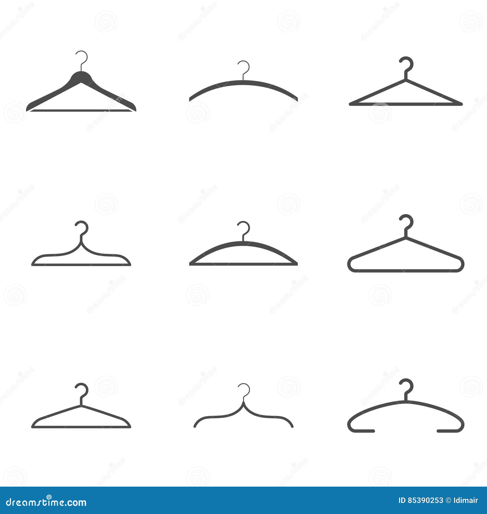 Clothes Hanger Icons Set Vector Stock Vector - Illustration of ...