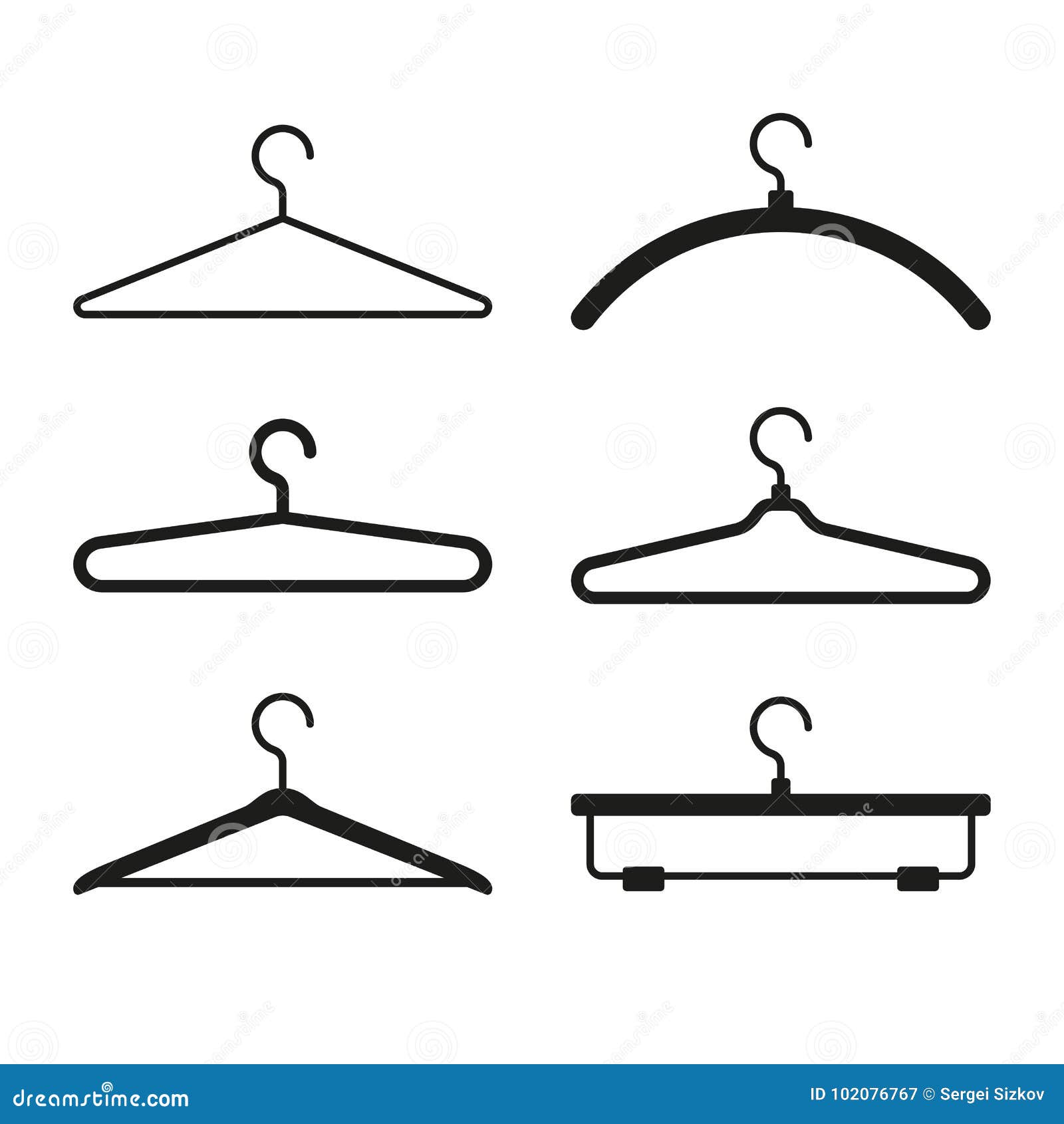Clothes Hanger Icons Set. Vector Stock Vector - Illustration of ...