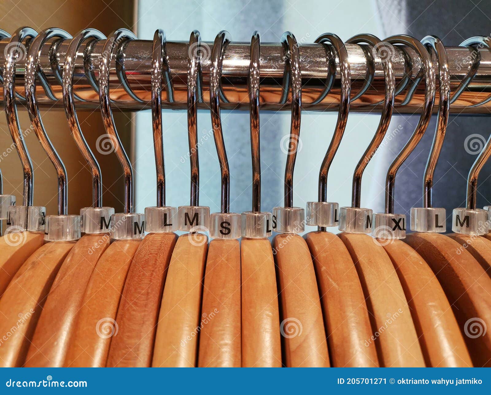 Clothes Hanger with Size Labels Stock Image - Image of iron, table ...