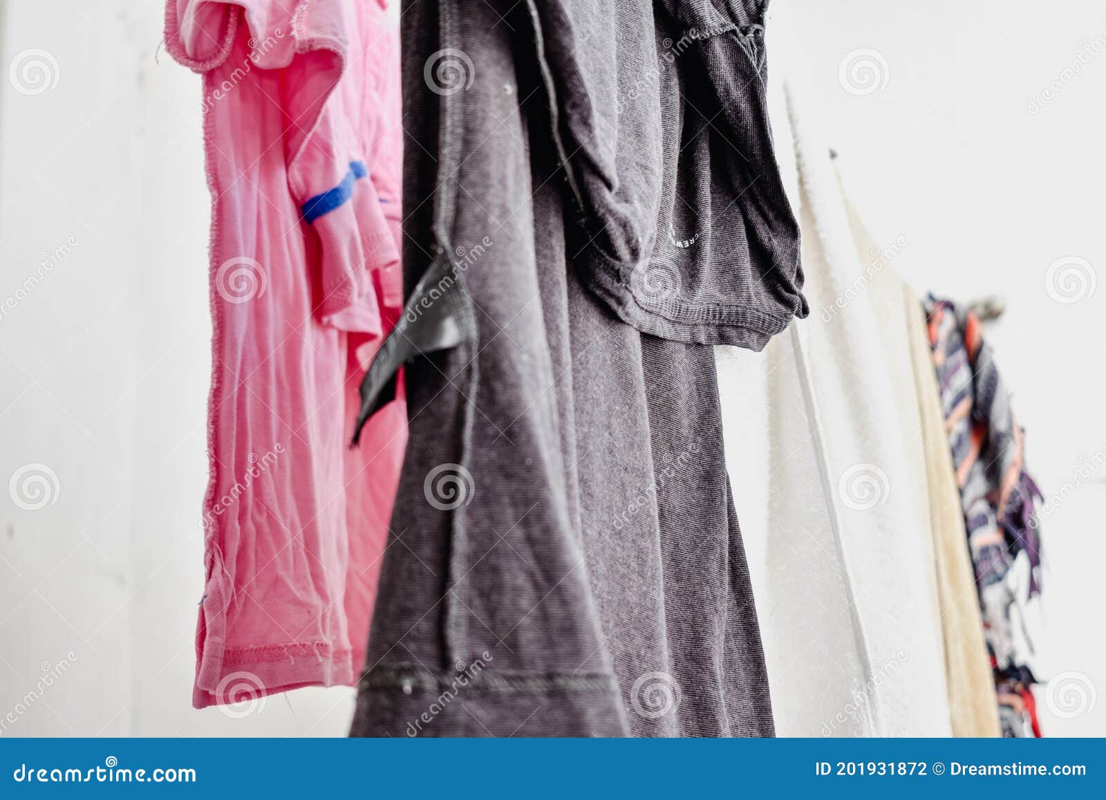 Clothes Hanging on the Clothesline Stock Photo - Image of closet ...